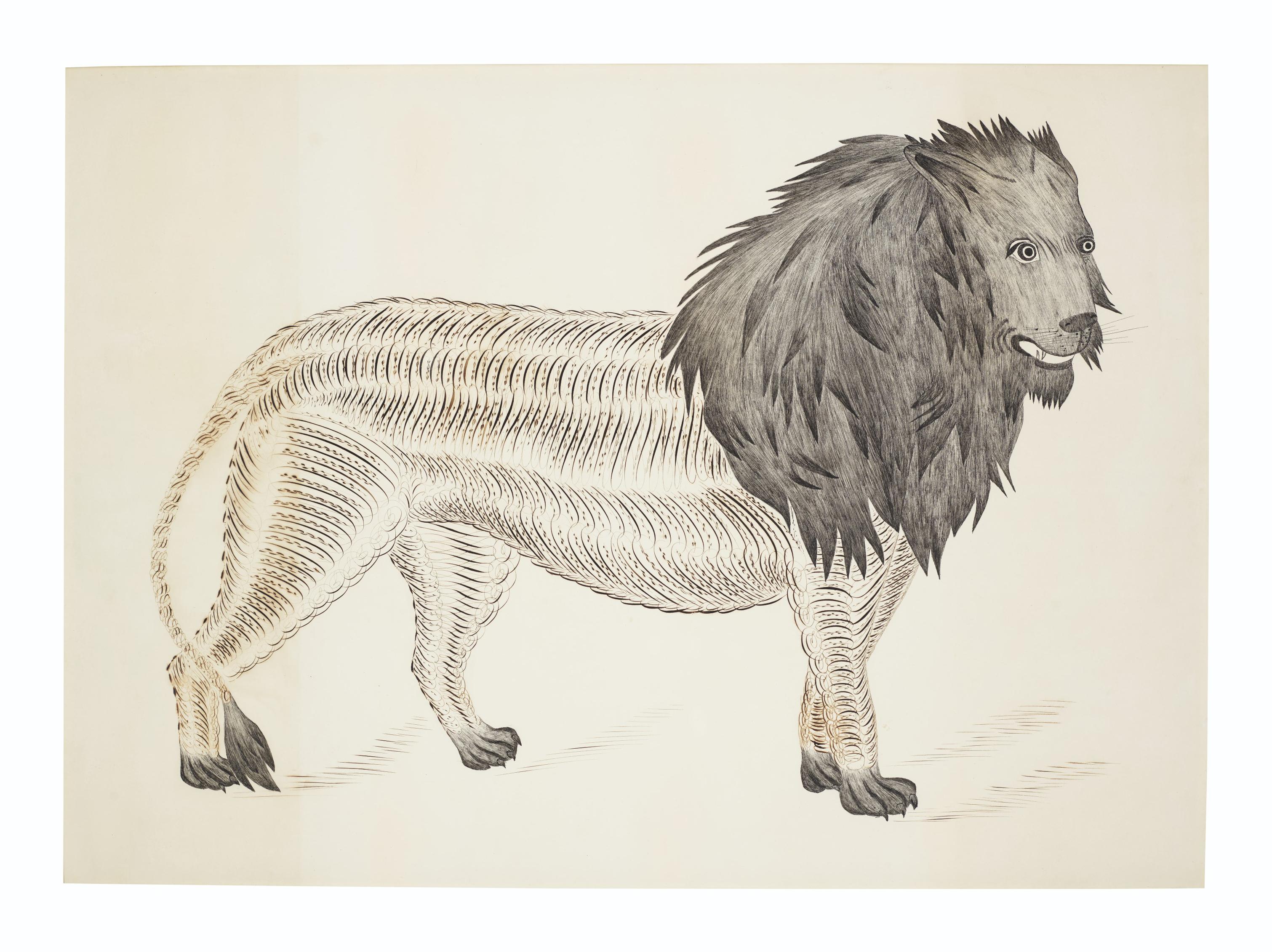 A Calligraphic Drawing of a Lion | Art.Salon