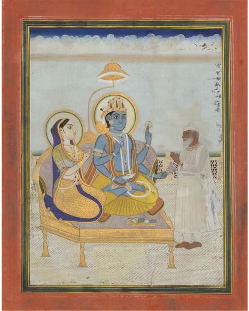 A Devotee Before Vishnu And Parvati | Art.Salon