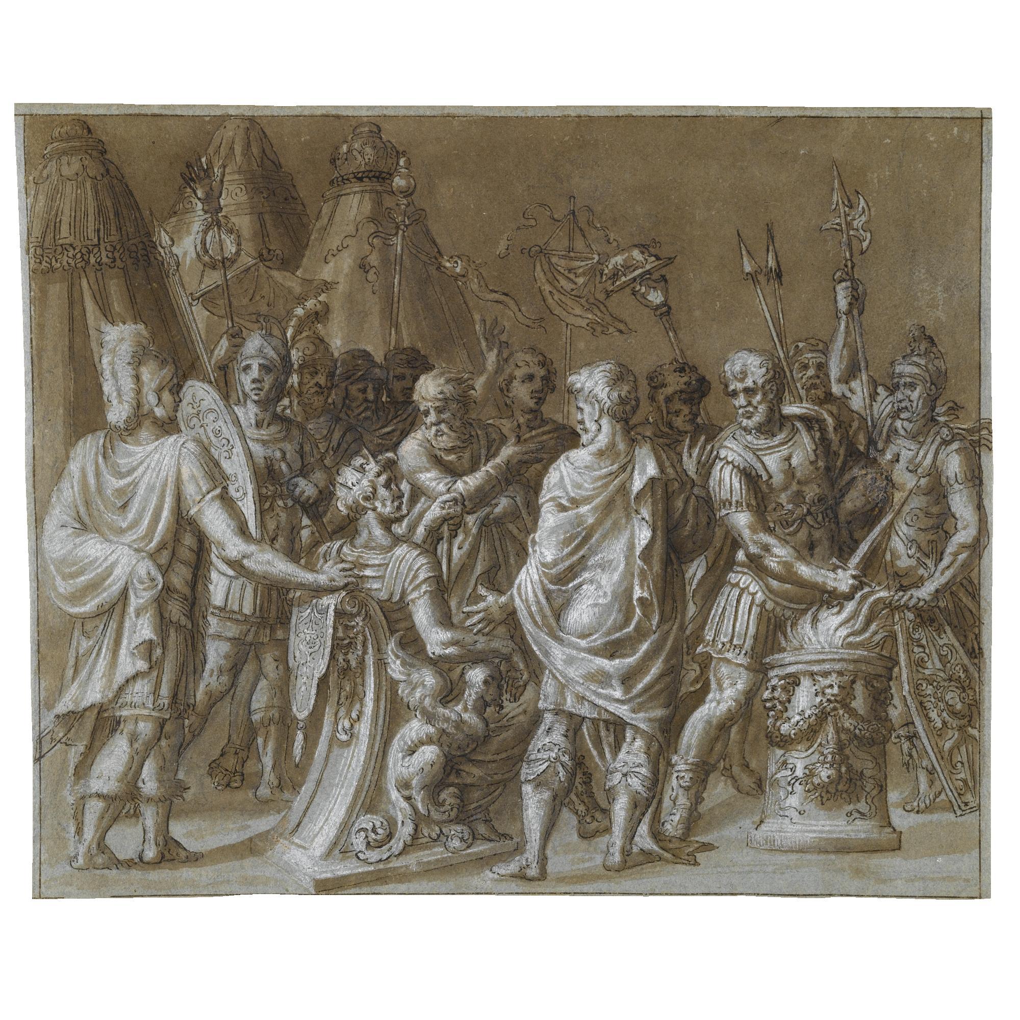 A Gathering Of Roman Soldiers With A King Seated On A Throne | Art.Salon