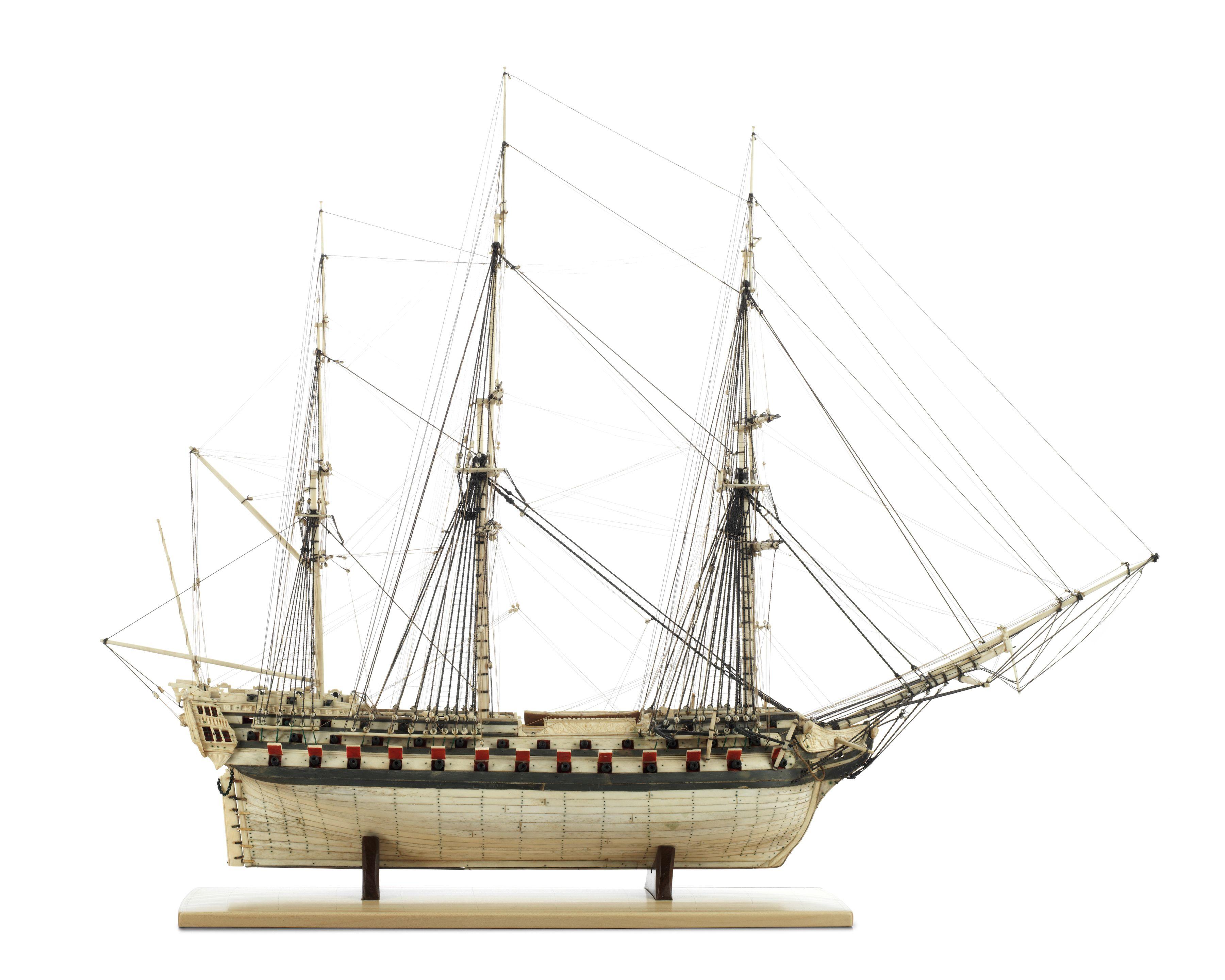 A Large Prisoner Of War Bone Model Of A 70-Gun-Ship-Of-The-Line | Art.Salon