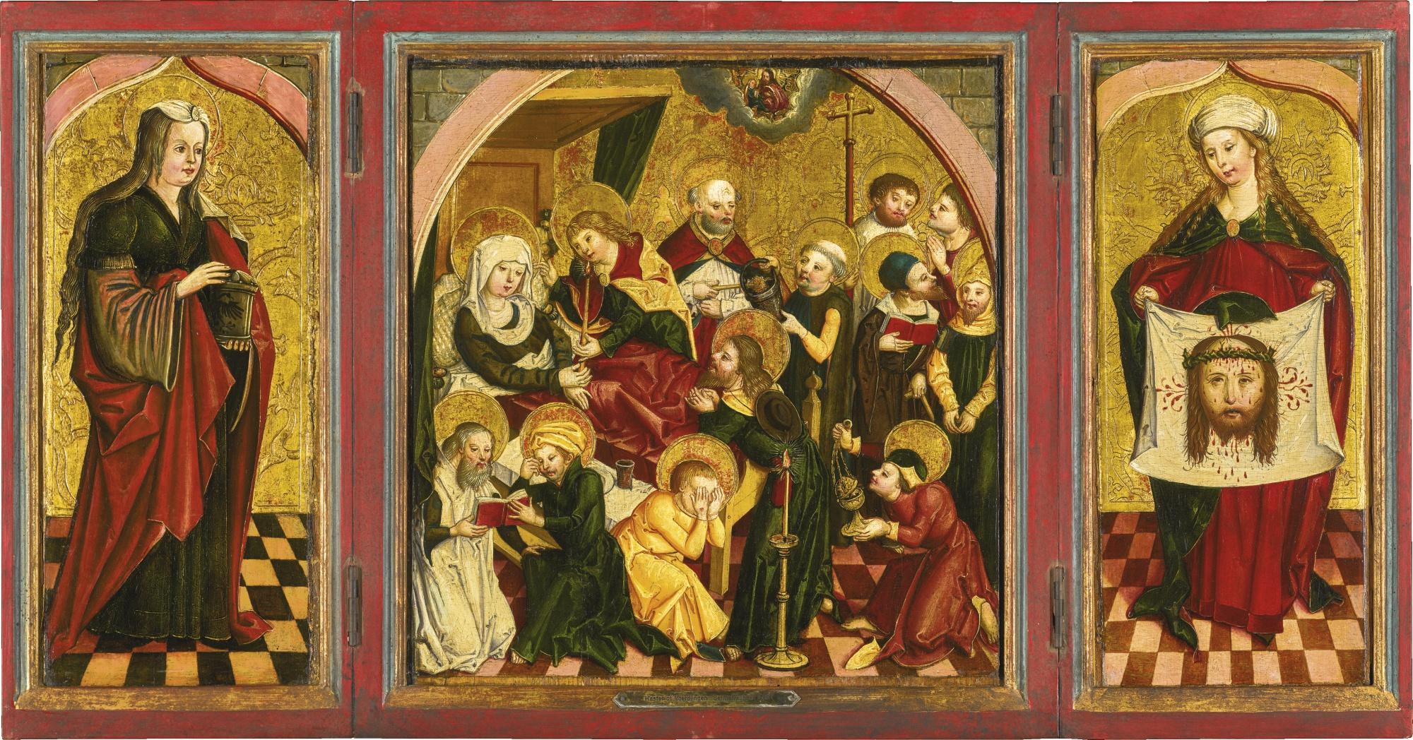 A Portable Triptych: Central Panel: The Dormition Of The Virgin; Lateral Panels: Mary Magdalen ...