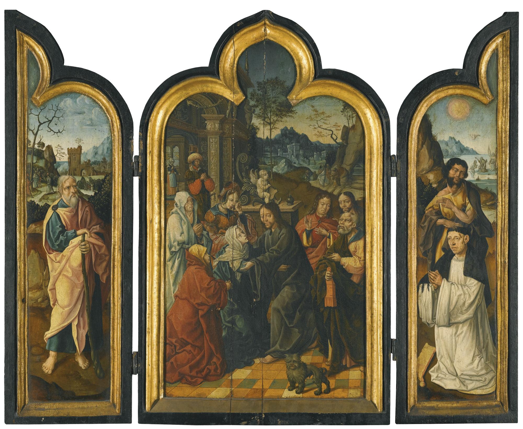 A Portable Triptych With Scenes From The Life Of Christ: Central Panel: Christ Taking Leave Of ...