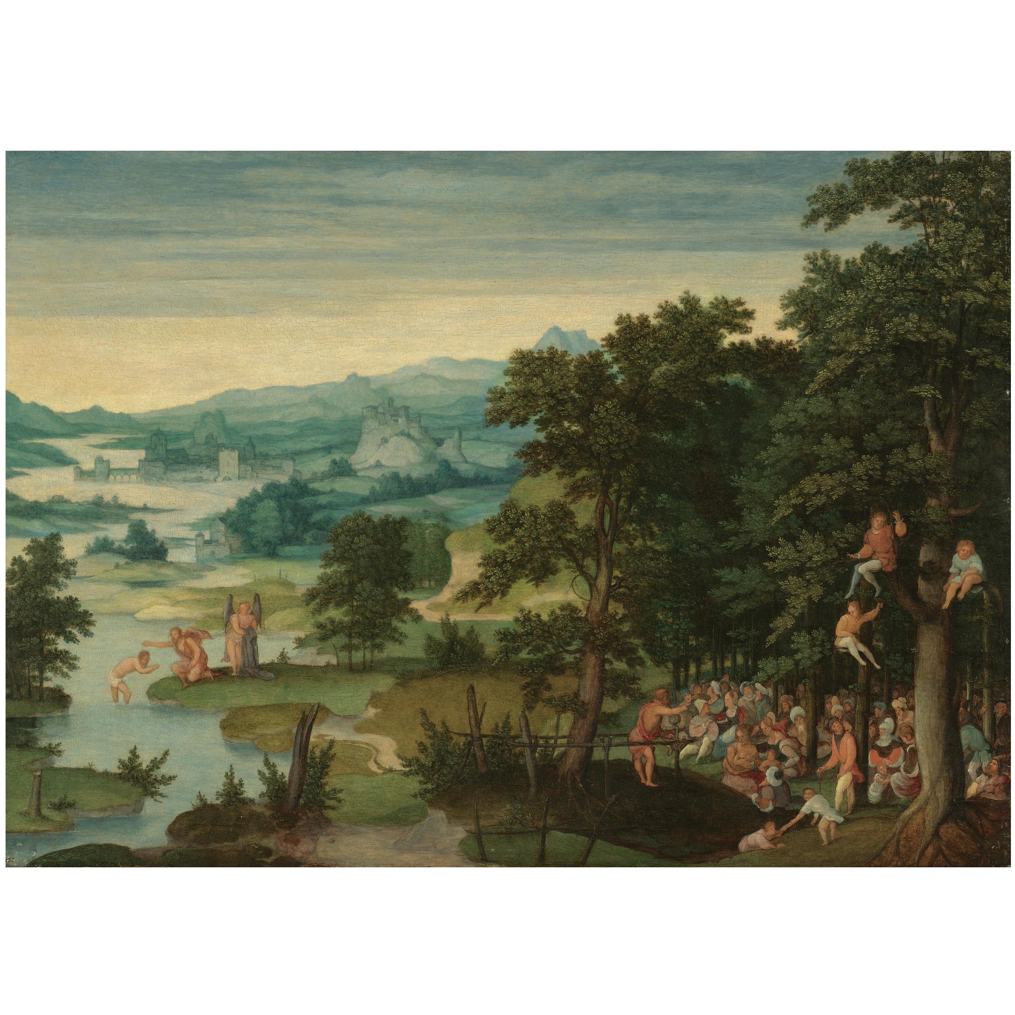 A River Landscape With St John The Baptist Preaching And The Baptism Of ...