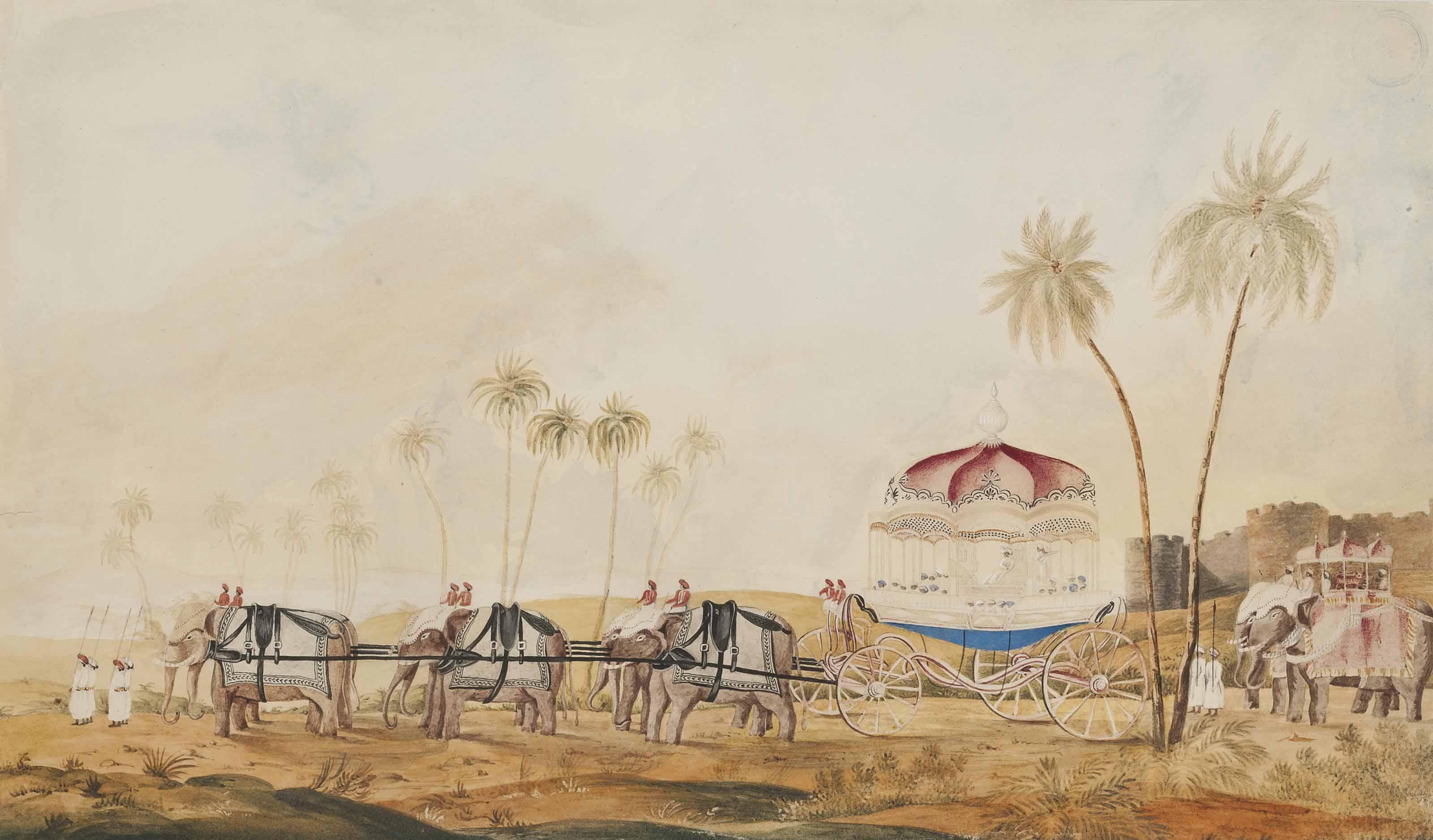 A Royal Entourage In An Elephant-Drawn Carriage | Art.Salon