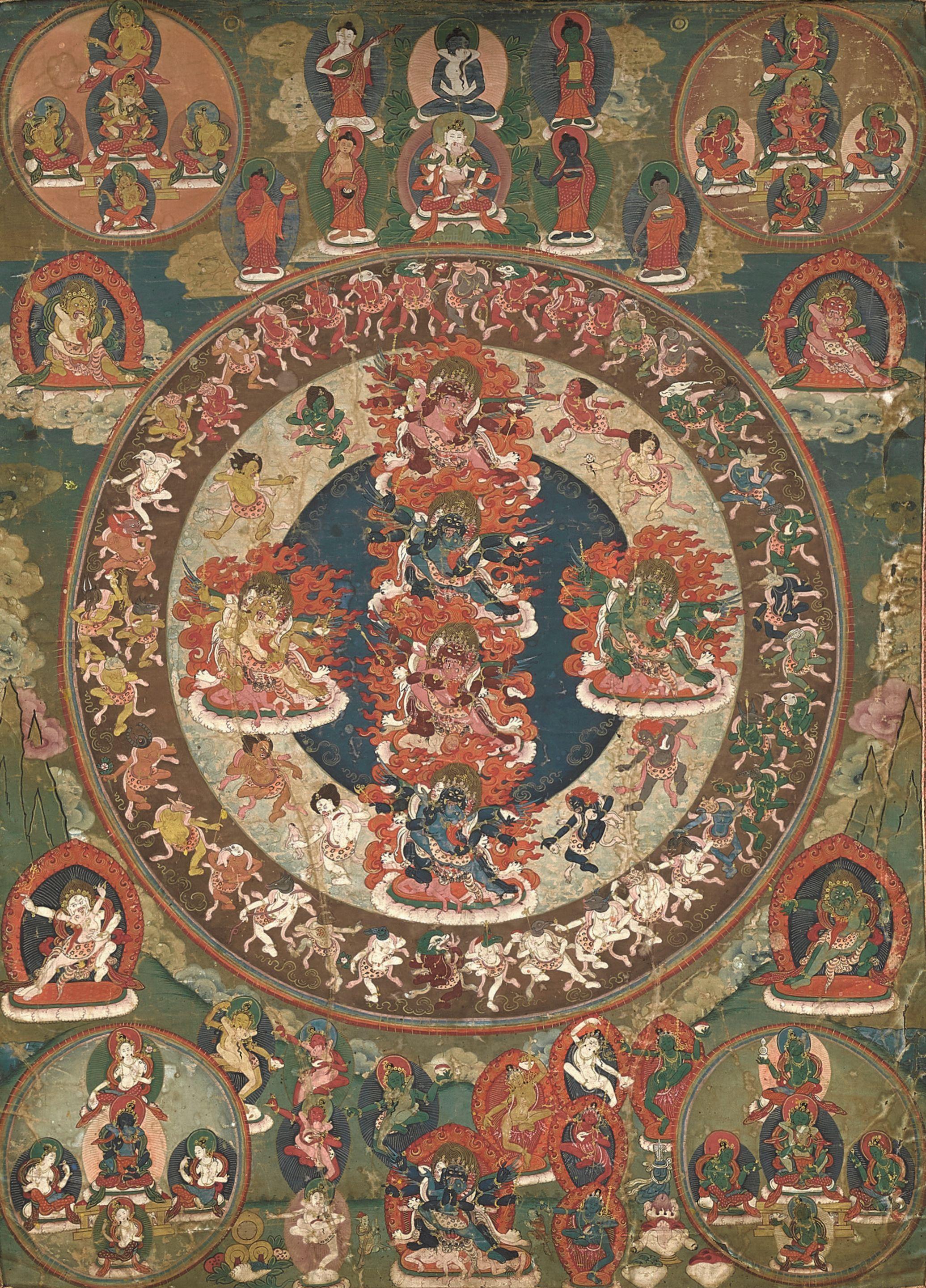 A Thangka Depicting The Peaceful And Wrathful Deities Of Bardo | Art.Salon