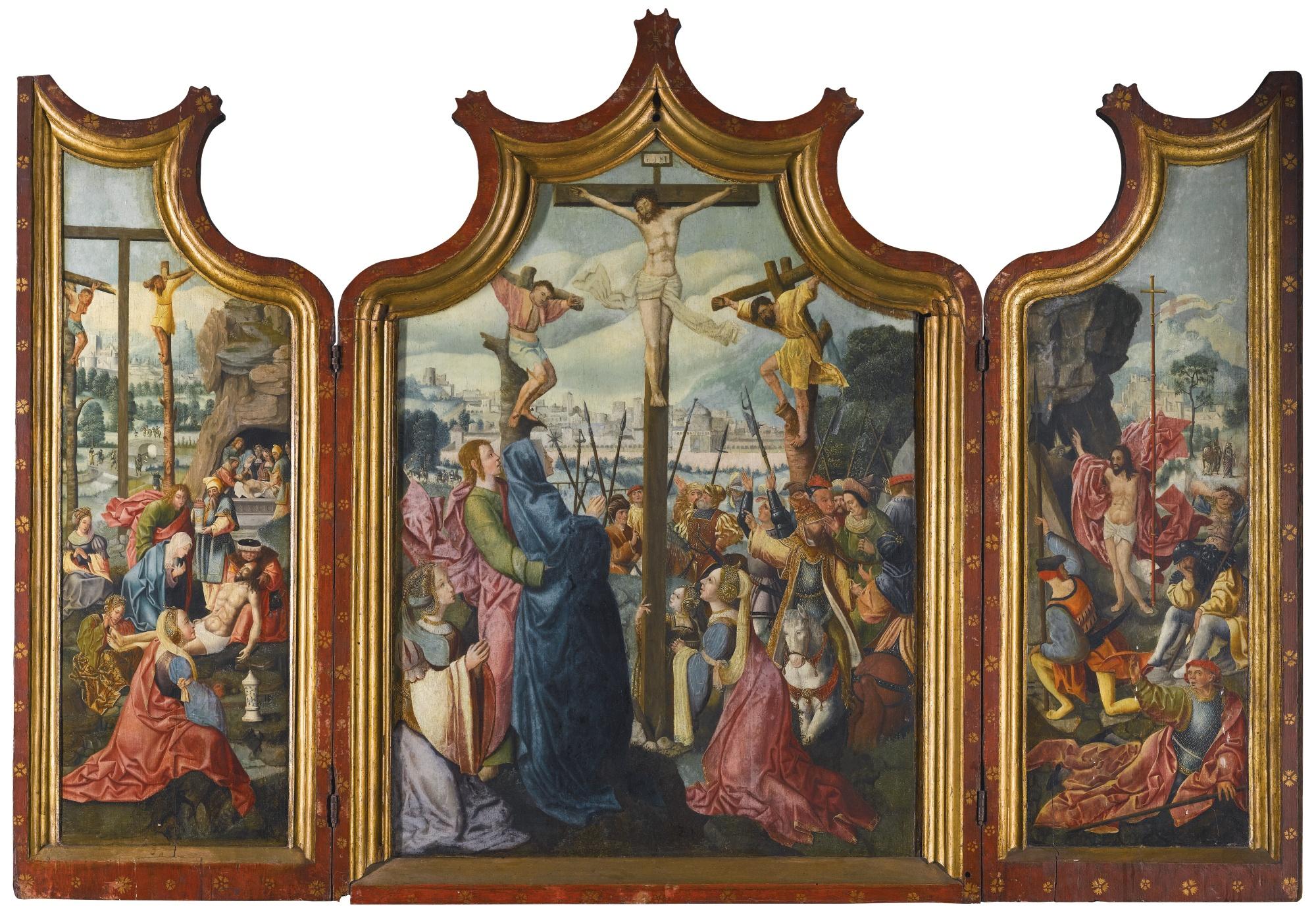 A Triptych: Central Panel: The Crucifixion Left Wing: The Deposition Right Wing: The ...