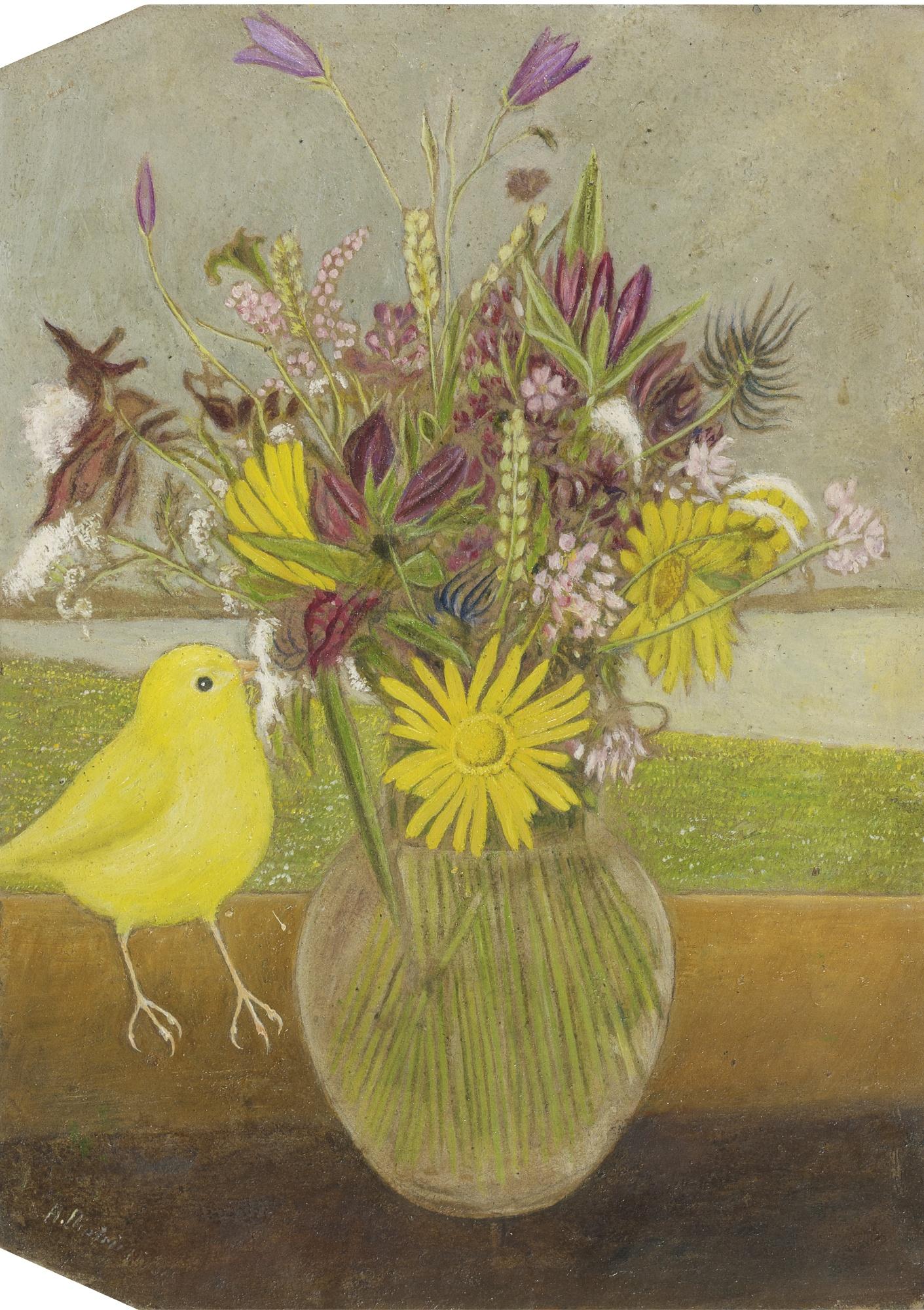 Blumenstrauss Mit Vogel, 1954 Flower Bouquet With Bird, 1954 by Adolf ...