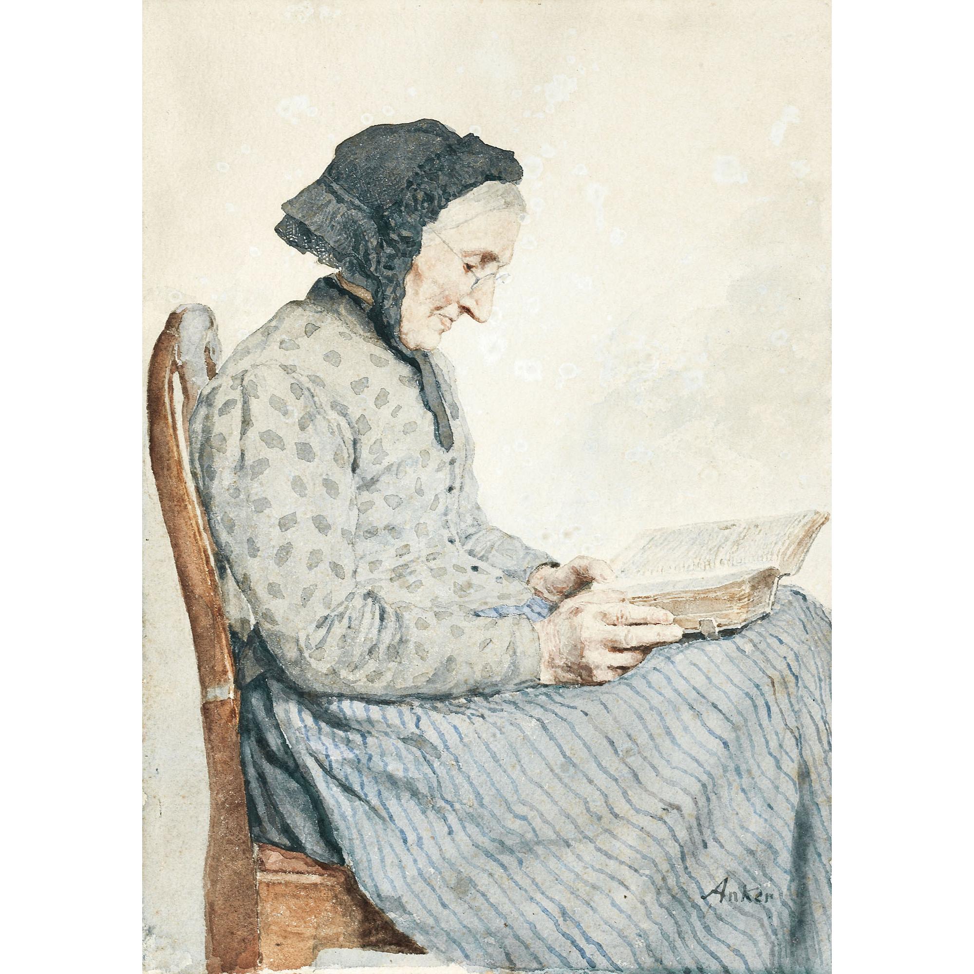 Inserin Beim Bibellesen Woman From Ins Reading In Her Bible by Albert ...