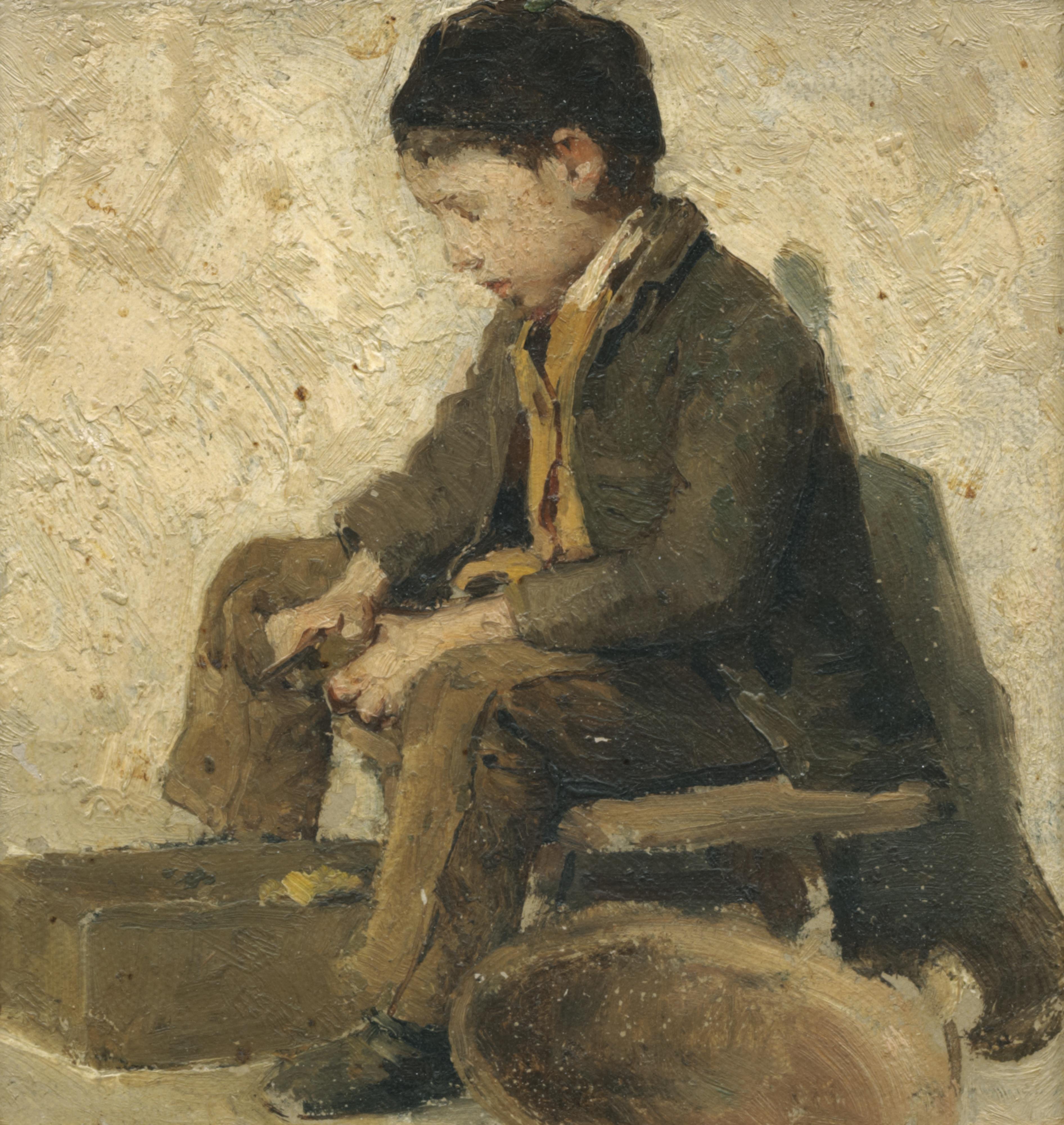 Sitzender Knabe, Gemüse Rüstend Sitting Boy Peeling Vegetables by ...