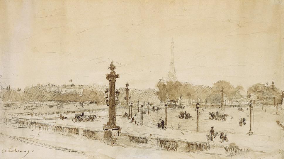 Vue de la Tour Eiffel depuis la Place de la Concorde by Albert Lebourg ...
