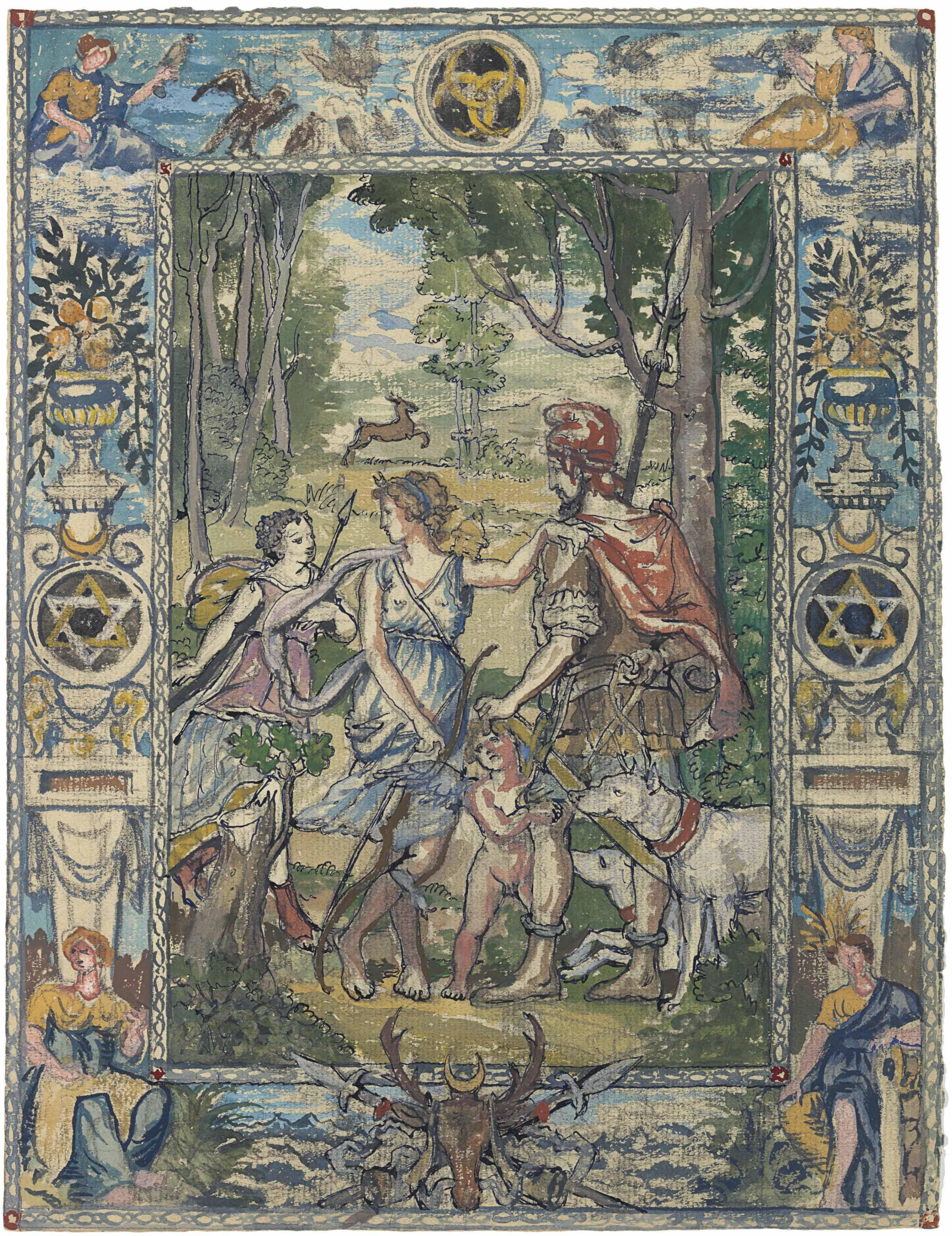 Tapestry design for Diane de Poitiers: Screen 1 by Alexandre Benois ...