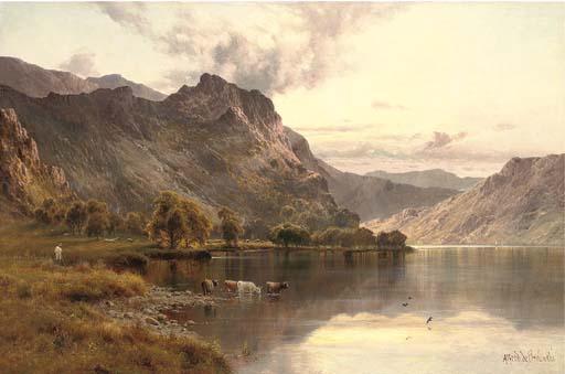 The Borrowdale Pass From Derwentwater by Alfred de Bréanski, Sen. | Art ...