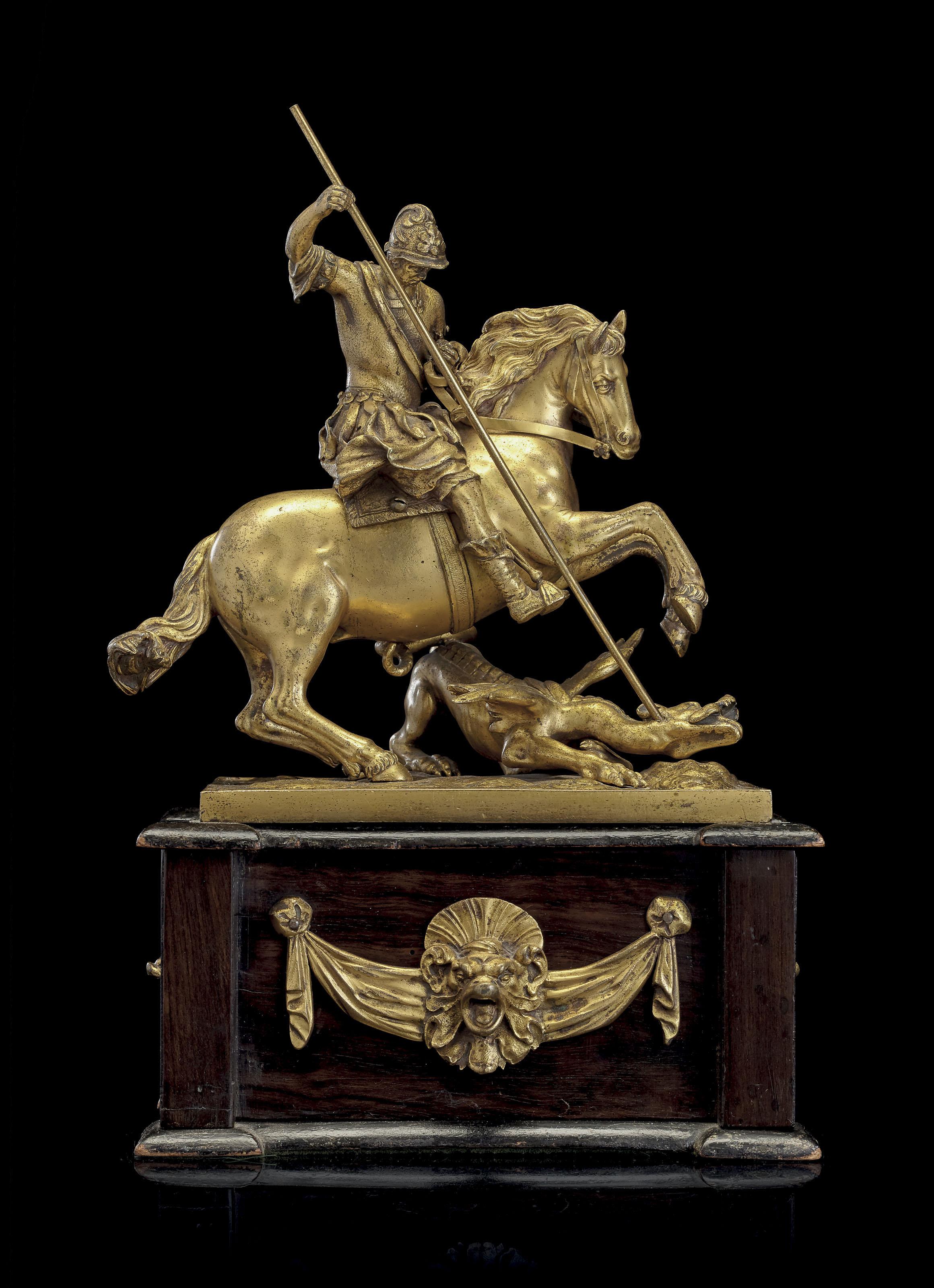 An Anglo-Italian Gilt-Bronze Sculpture Of St. George And The Dragon ...