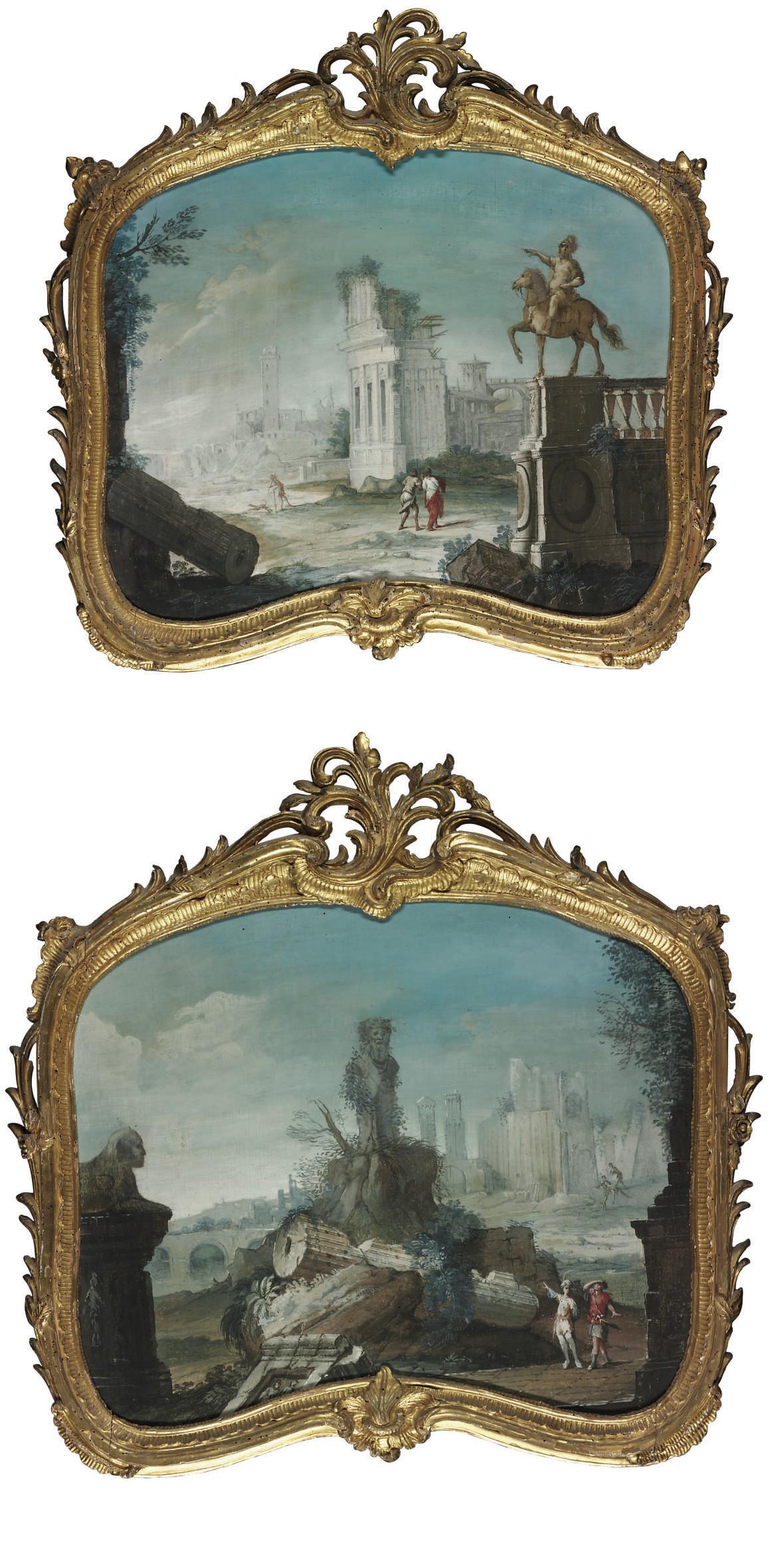 An architectural capriccio with a herm of Bacchus; and An architectural ...