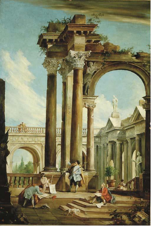 An architectural capriccio with architects drafting | Art.Salon