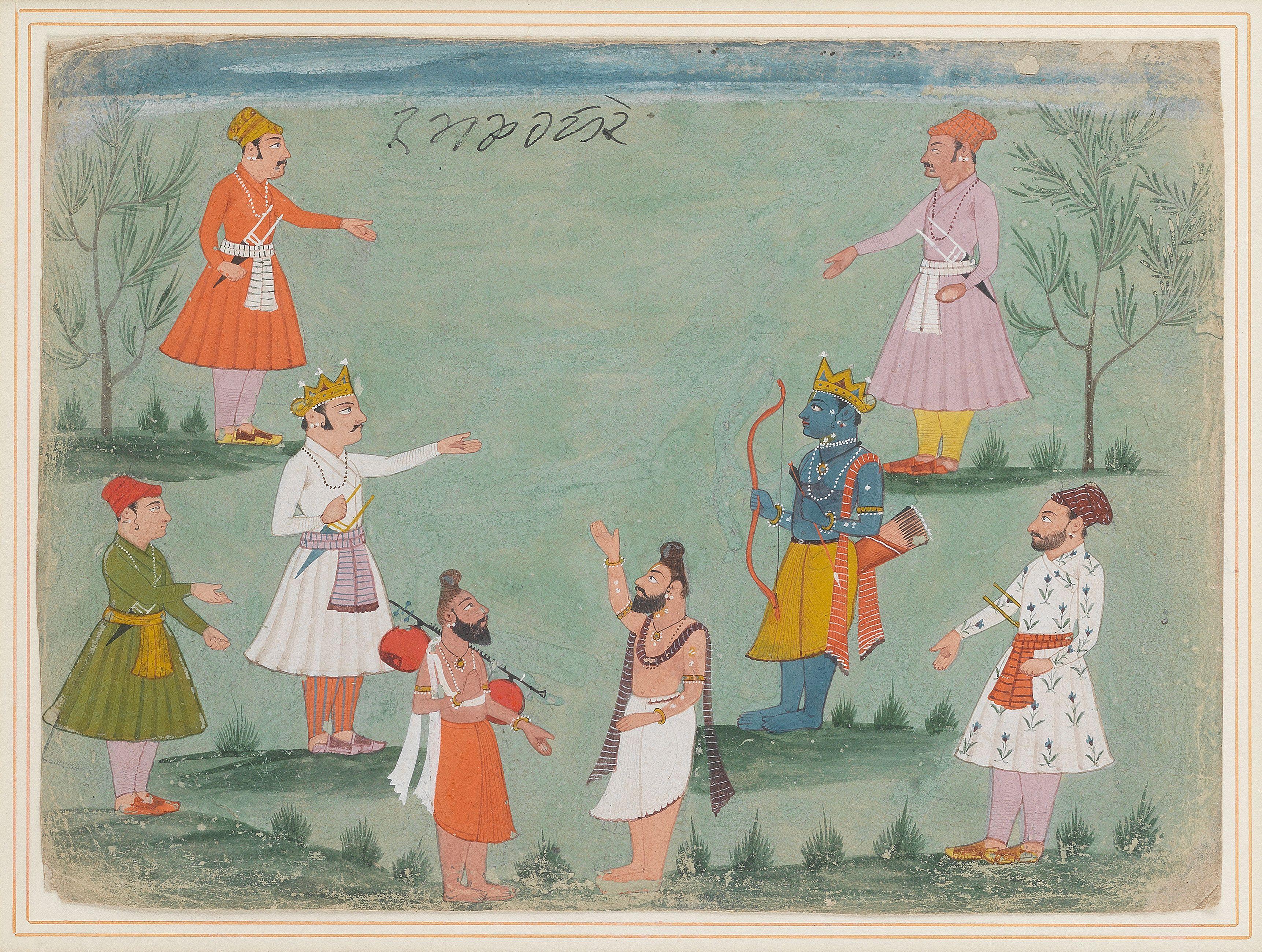 An illustration from a Ramayana series, depicting Rama and Bharata ...