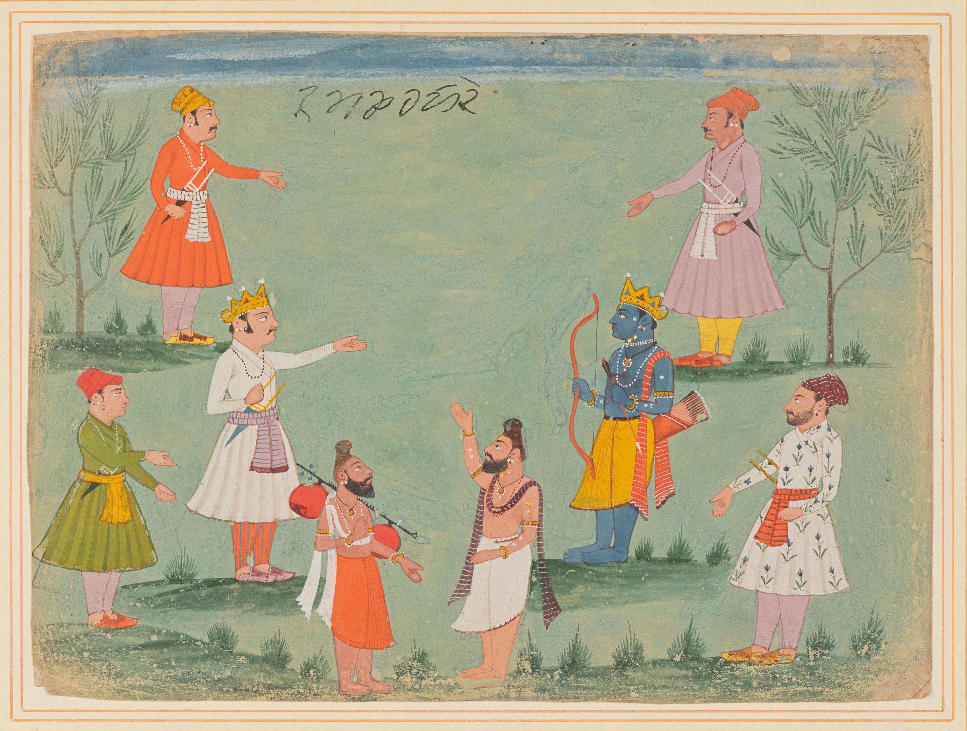 An illustration from a Ramayana series, depicting Rama and Bharata ...
