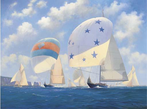 Endeavour, Velsheda And Shamrock Rounding The Needles During The ...