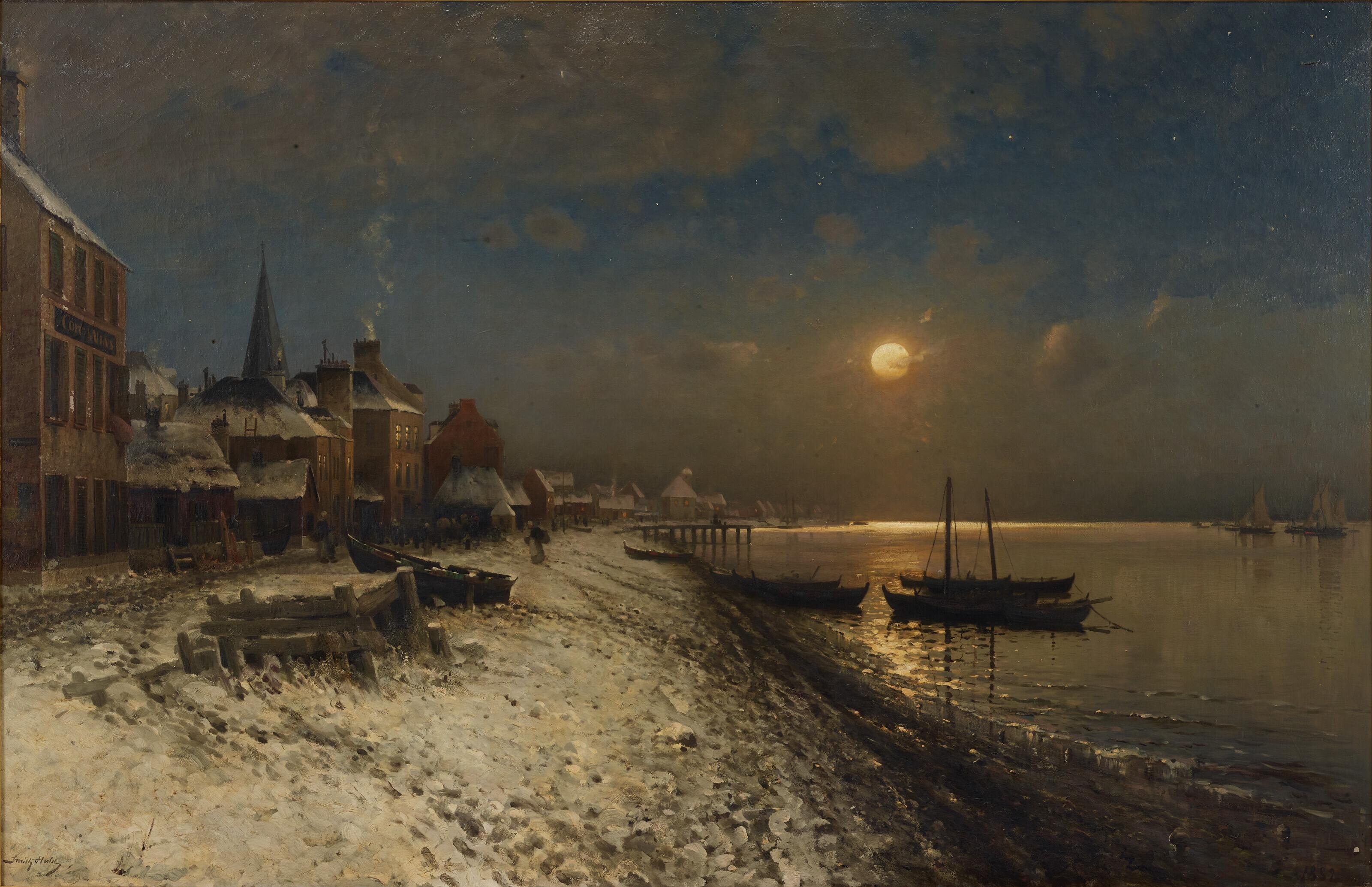 Clair de lune, port enneigé by Carl Frithjof Smith | Art.Salon