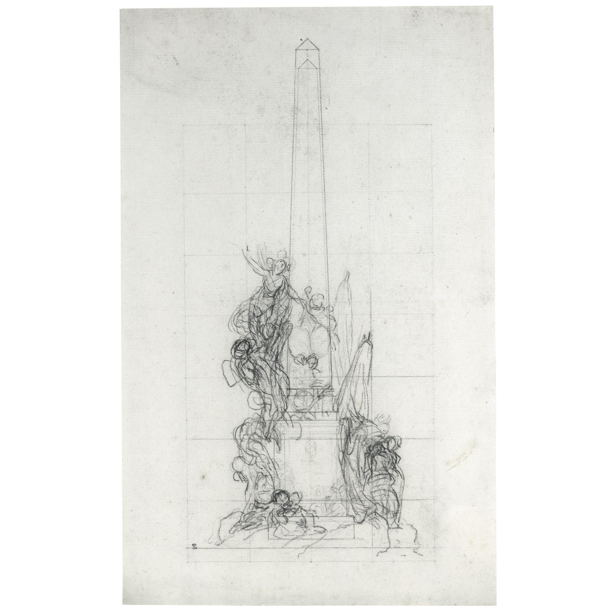A Group Of Seven Drawings: A, B, C: Designs For A Monumental Obelisk ...