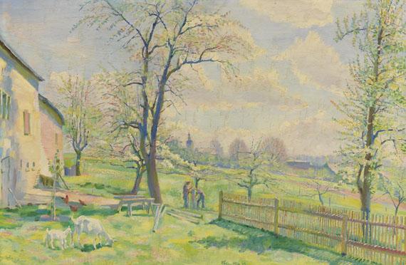 Frühlingssonne über Tautenhain - Zaunbau by Conrad Felixmüller | Art.Salon