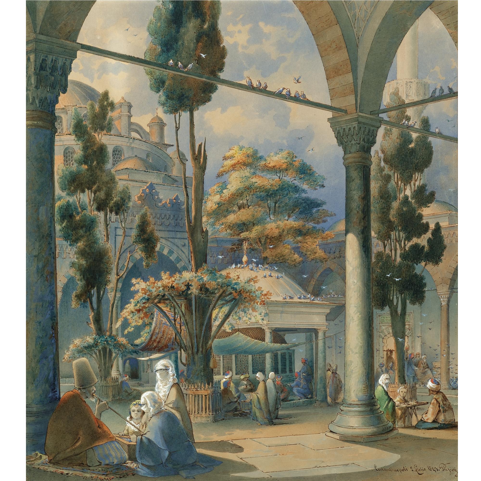 Italian The Courtyard Of The Sultan Beyazit Cami, Constantinople by ...