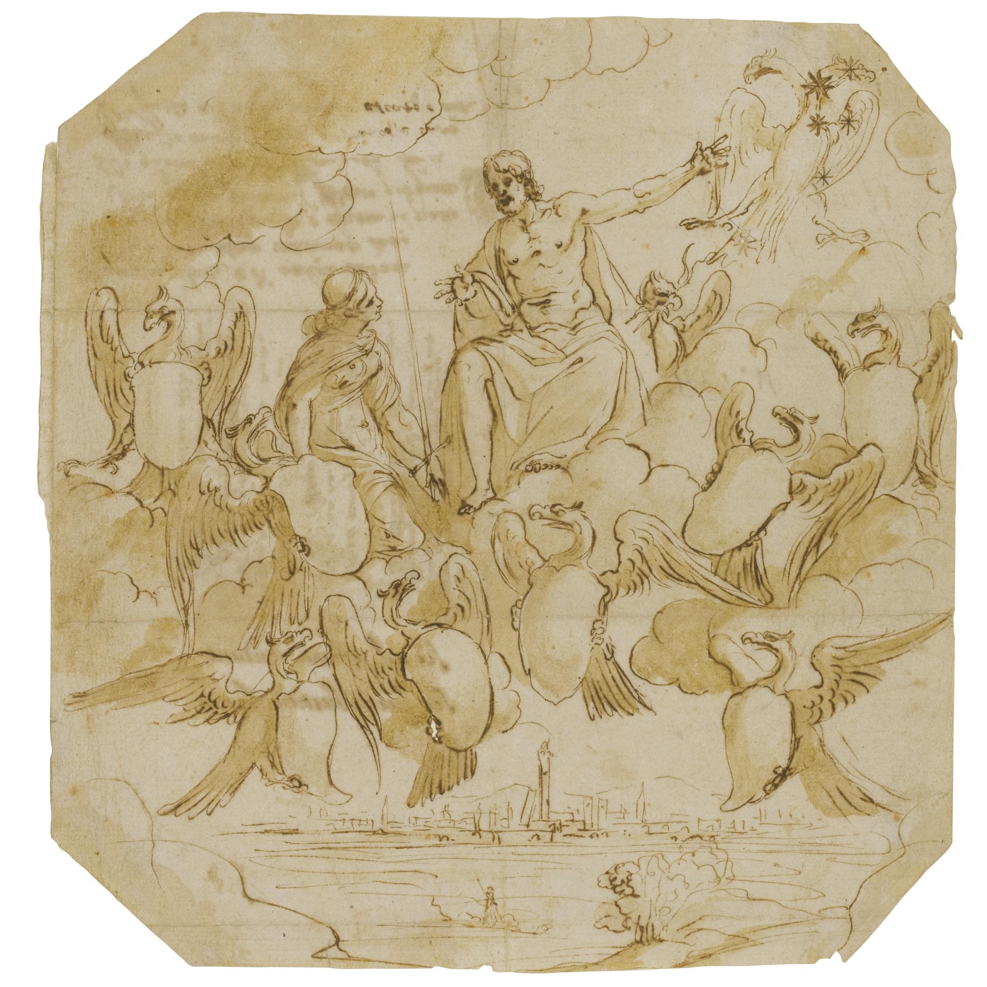 Design For A Commemorative Frontispiece With Eagles Clutching A ...