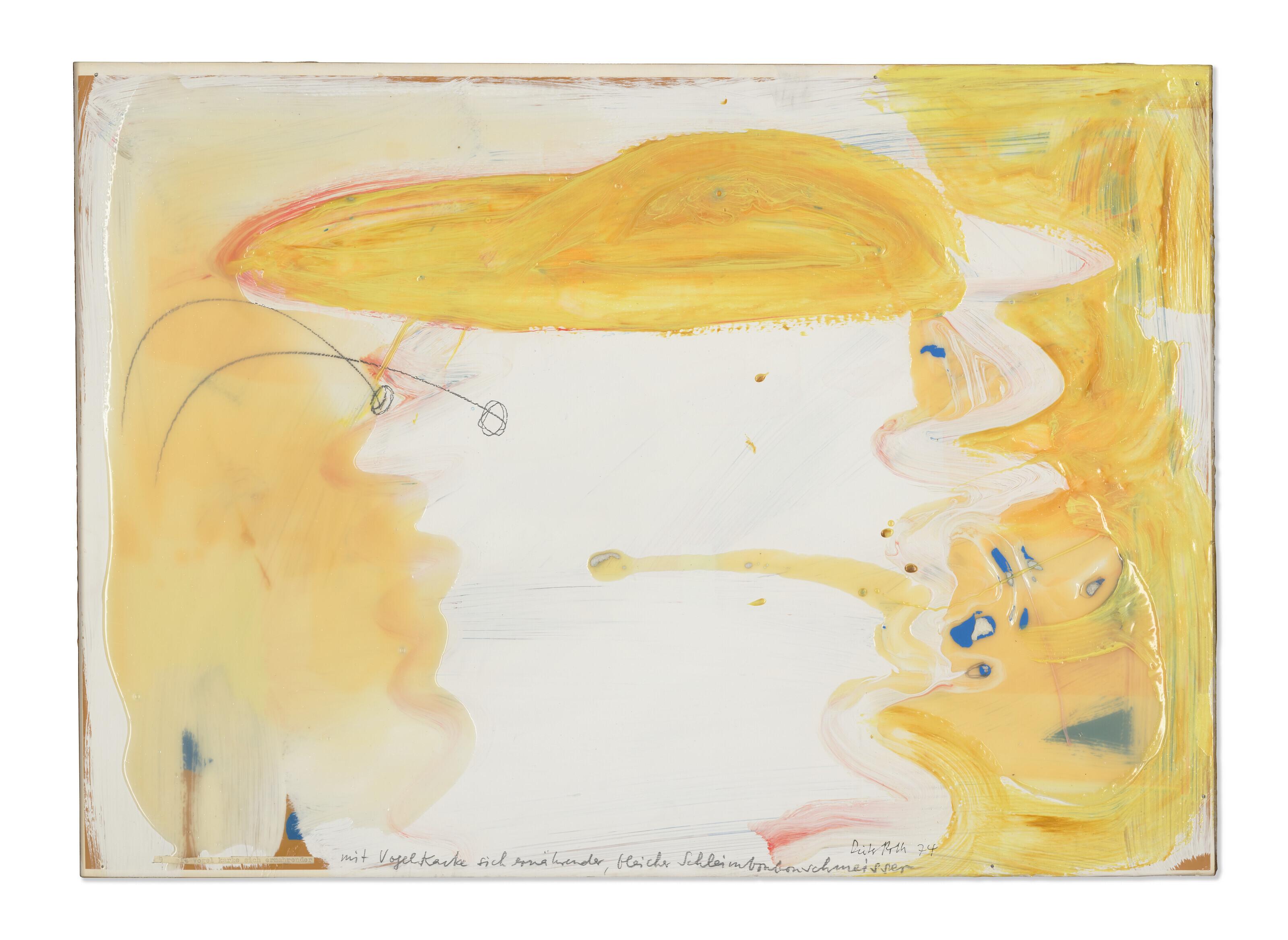 Mit Vogelkacke sich ernährender, bleicher Schleimbonbonschmeisser (Pale ...