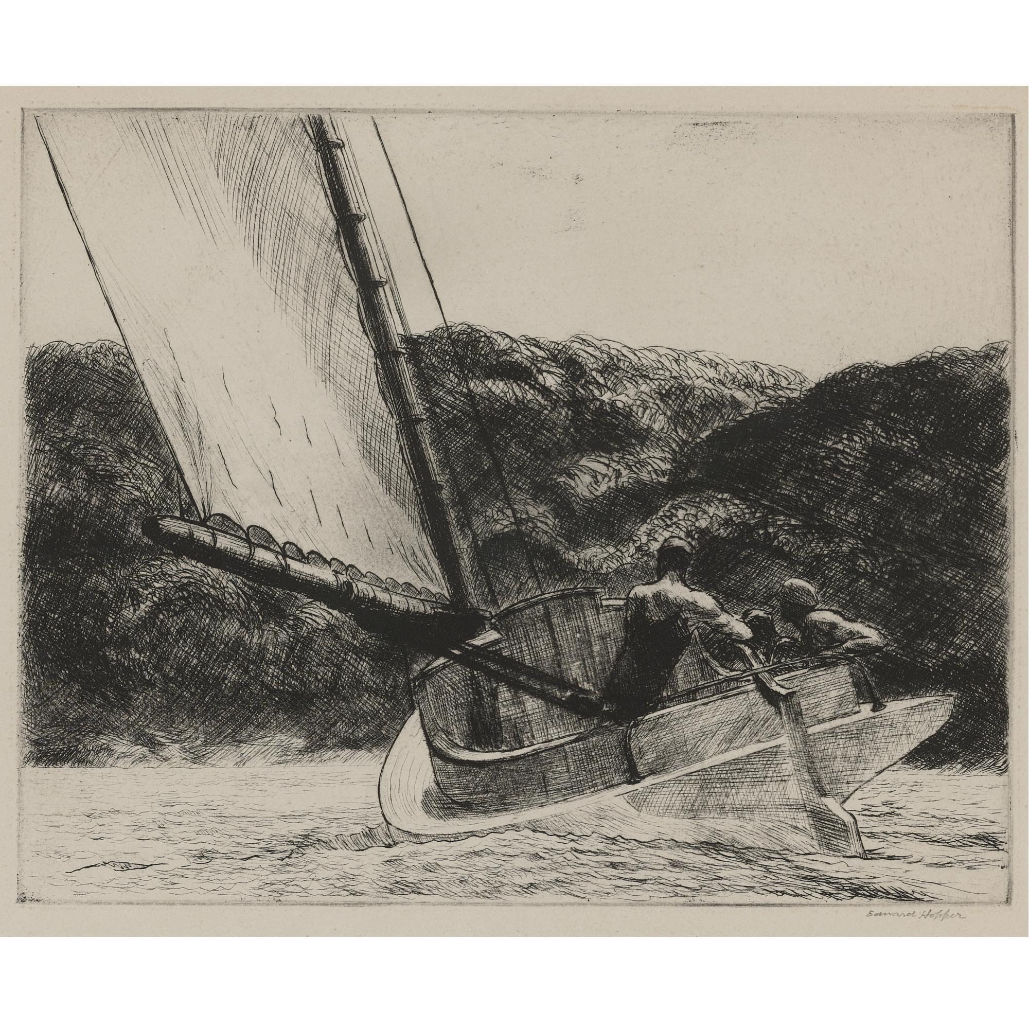 The Cat Boat (Zigrosser 4; Levin Pl. 83) by Edward Hopper | Art.Salon