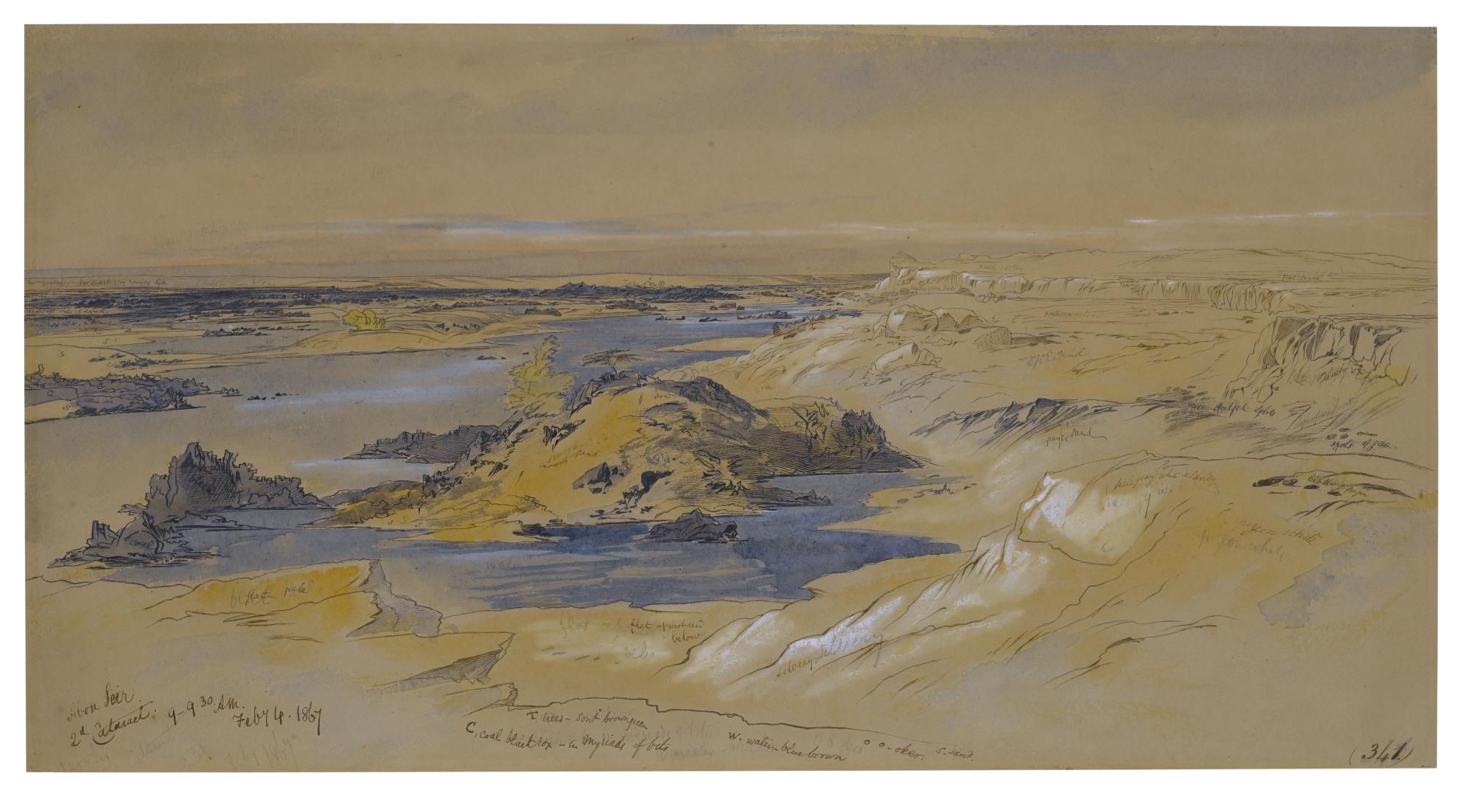 The River Nile At Abou Seir, The Second Cataract, Egypt by Edward Lear ...