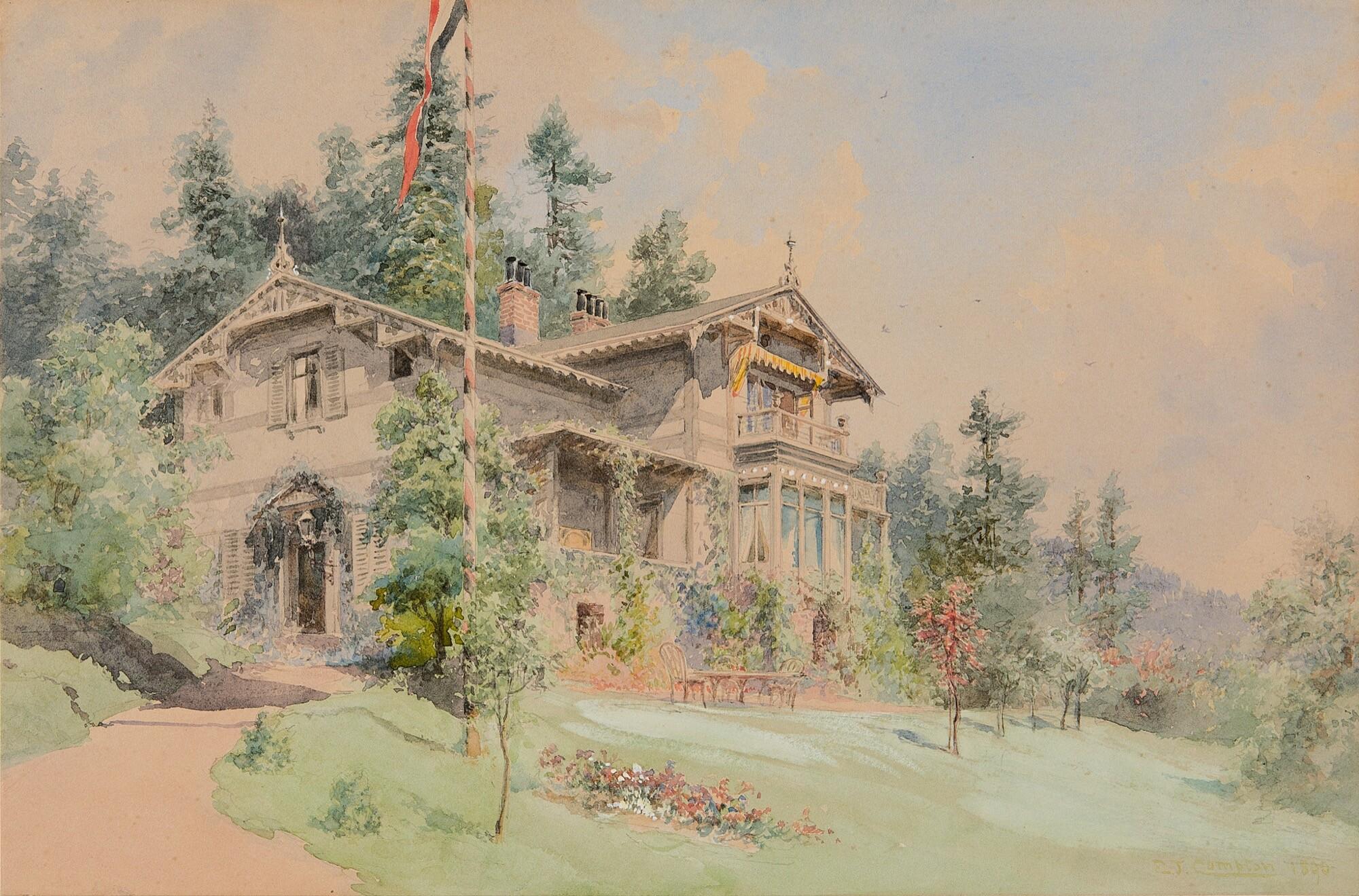 Landsitz im Grünen, mit Efeu umrankter Pergola und by Edward Theodore ...