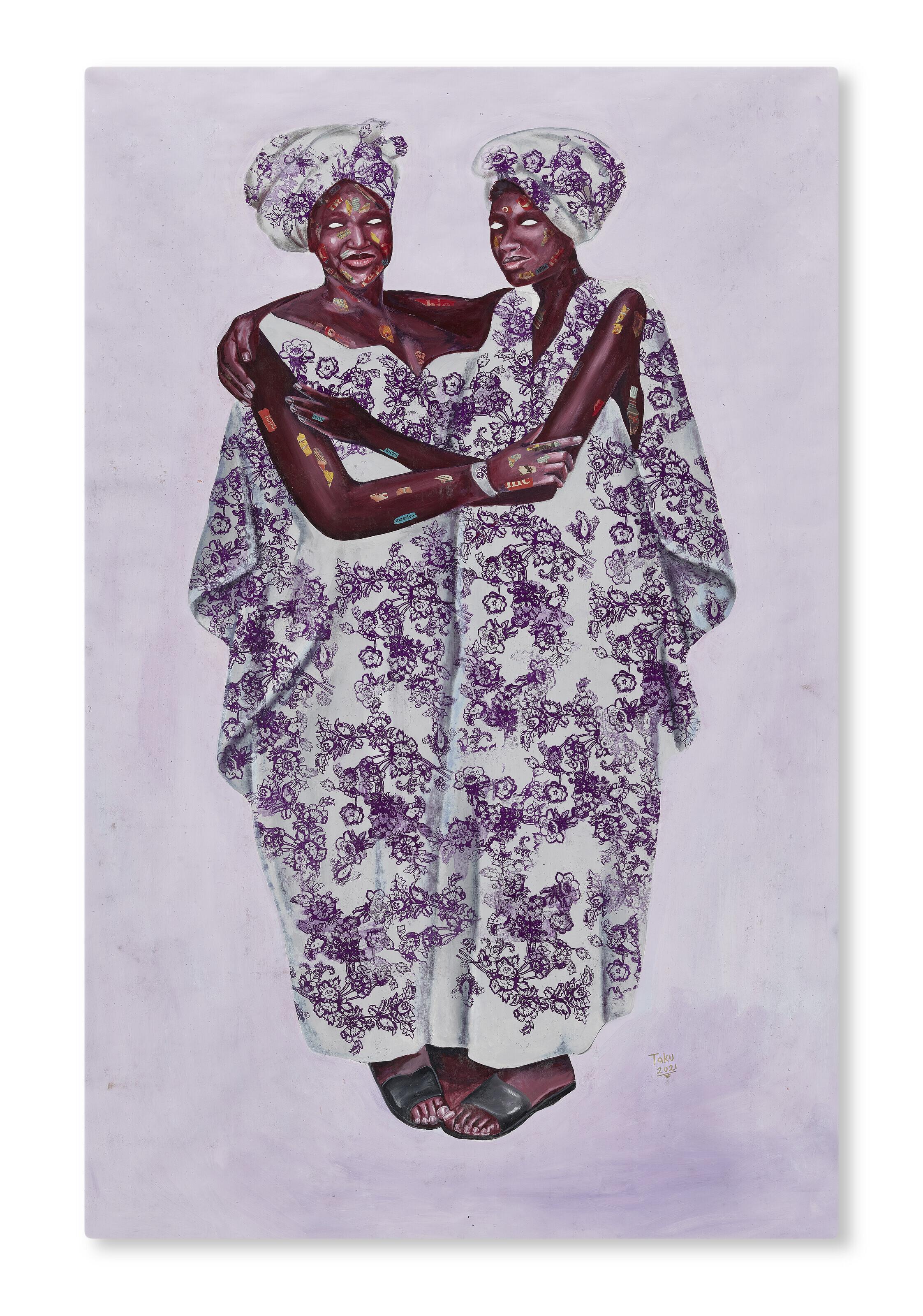 Purple Sisters Embrace by Emmanuel Taku | Art.Salon