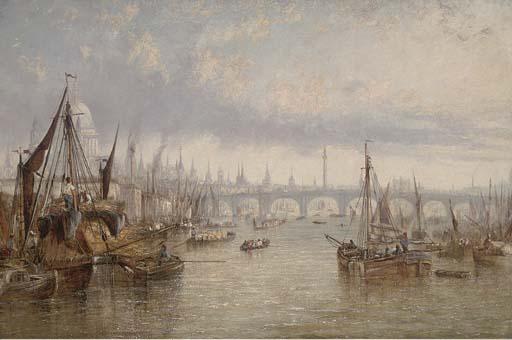 Hay Barges On The Thames, St. Paul'S Cathedral Beyond by Francis ...