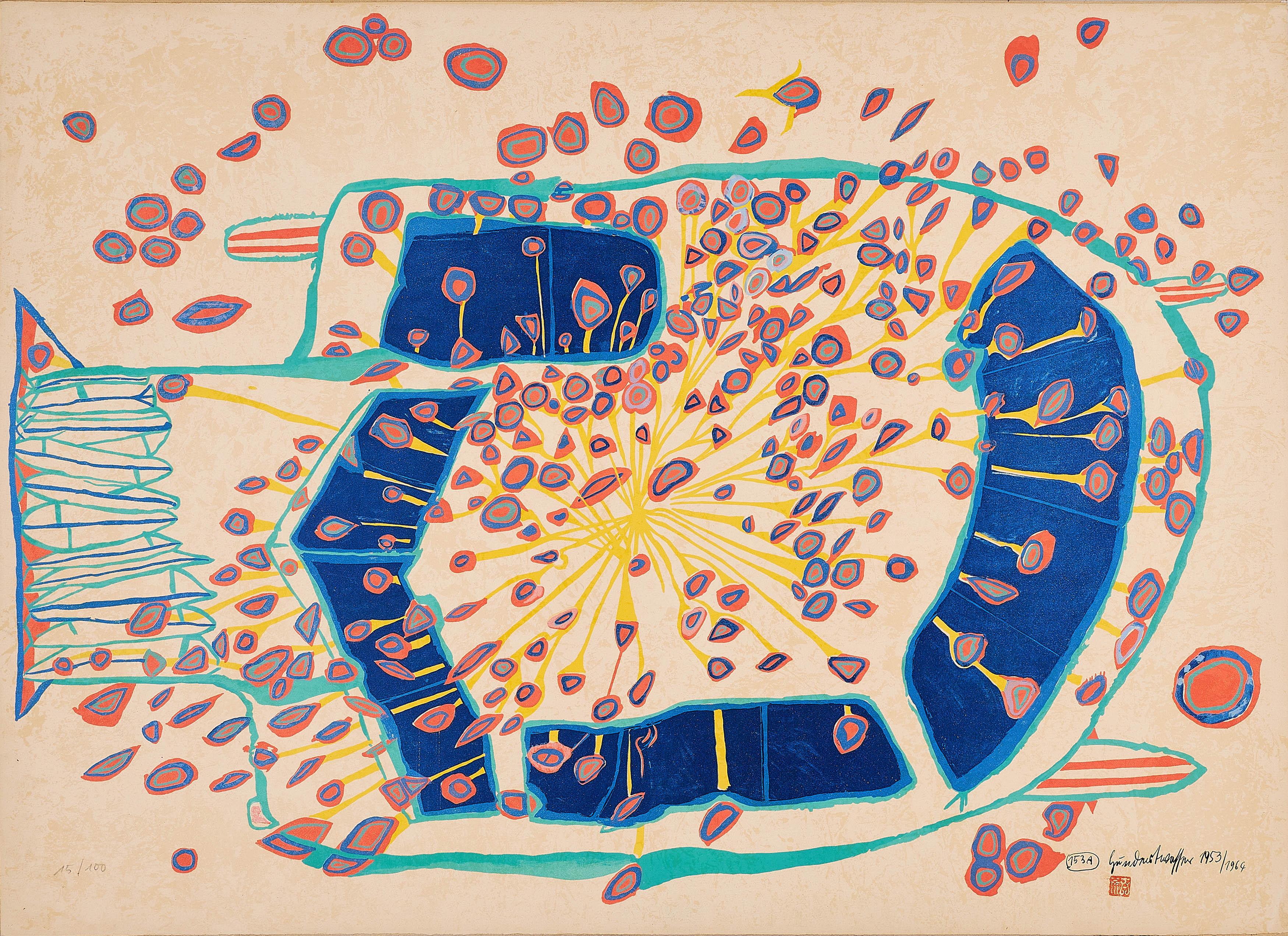 Automobil mit roten Regentropfen. by Friedensreich Hundertwasser | Art ...