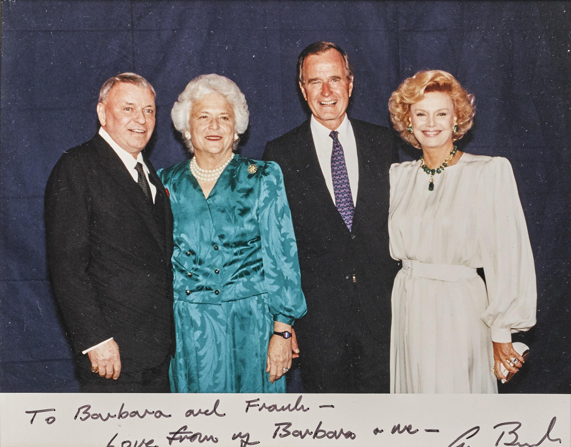Color Photograph Of George And Barbara Bush With Frank And Barbara ...
