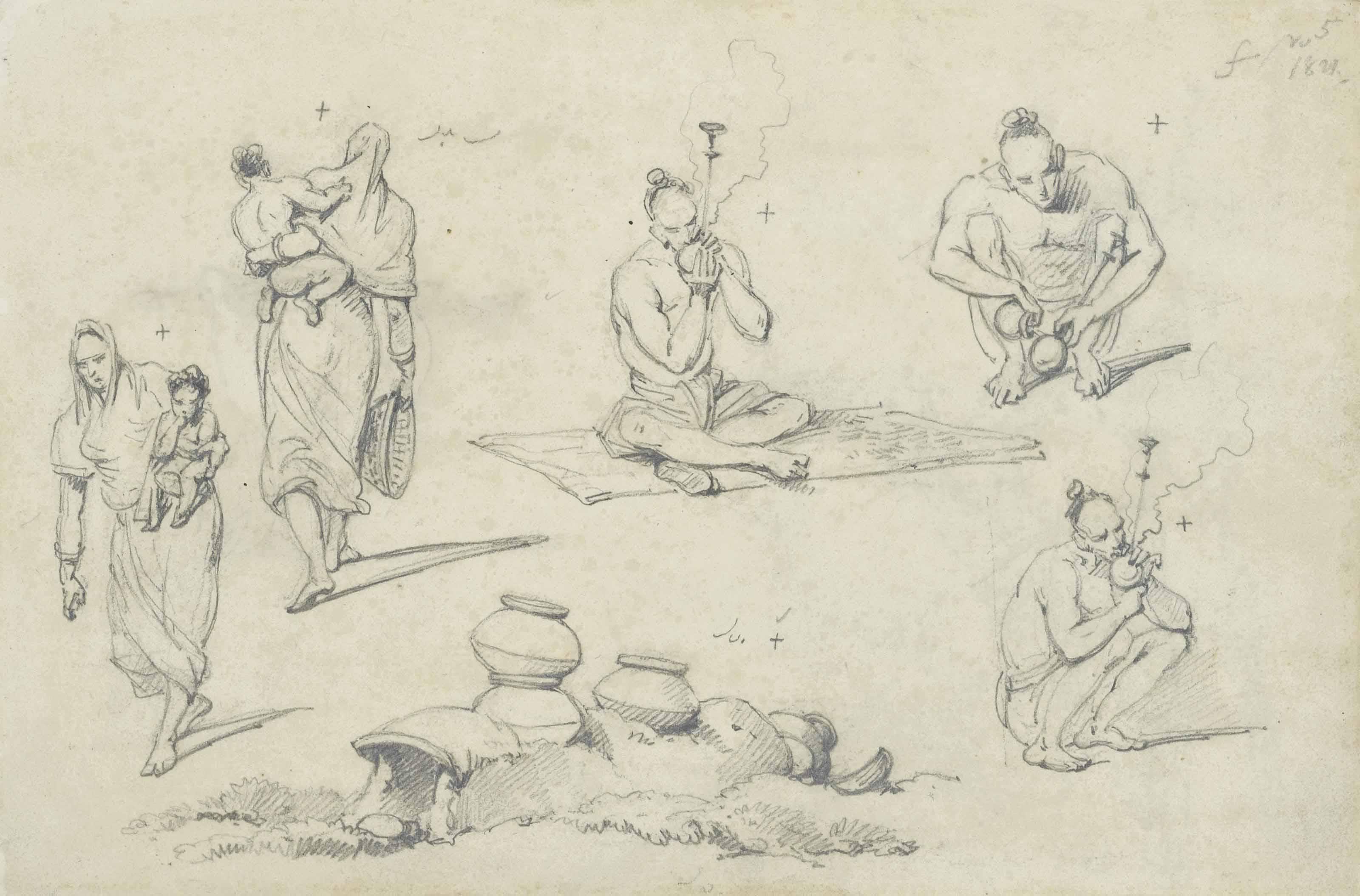 Sketches Of Indian Figures by George Chinnery | Art.Salon