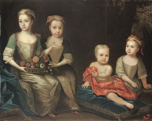 Group portrait of the Holdsworth children, Mary (b. 1727), Sarah (b ...