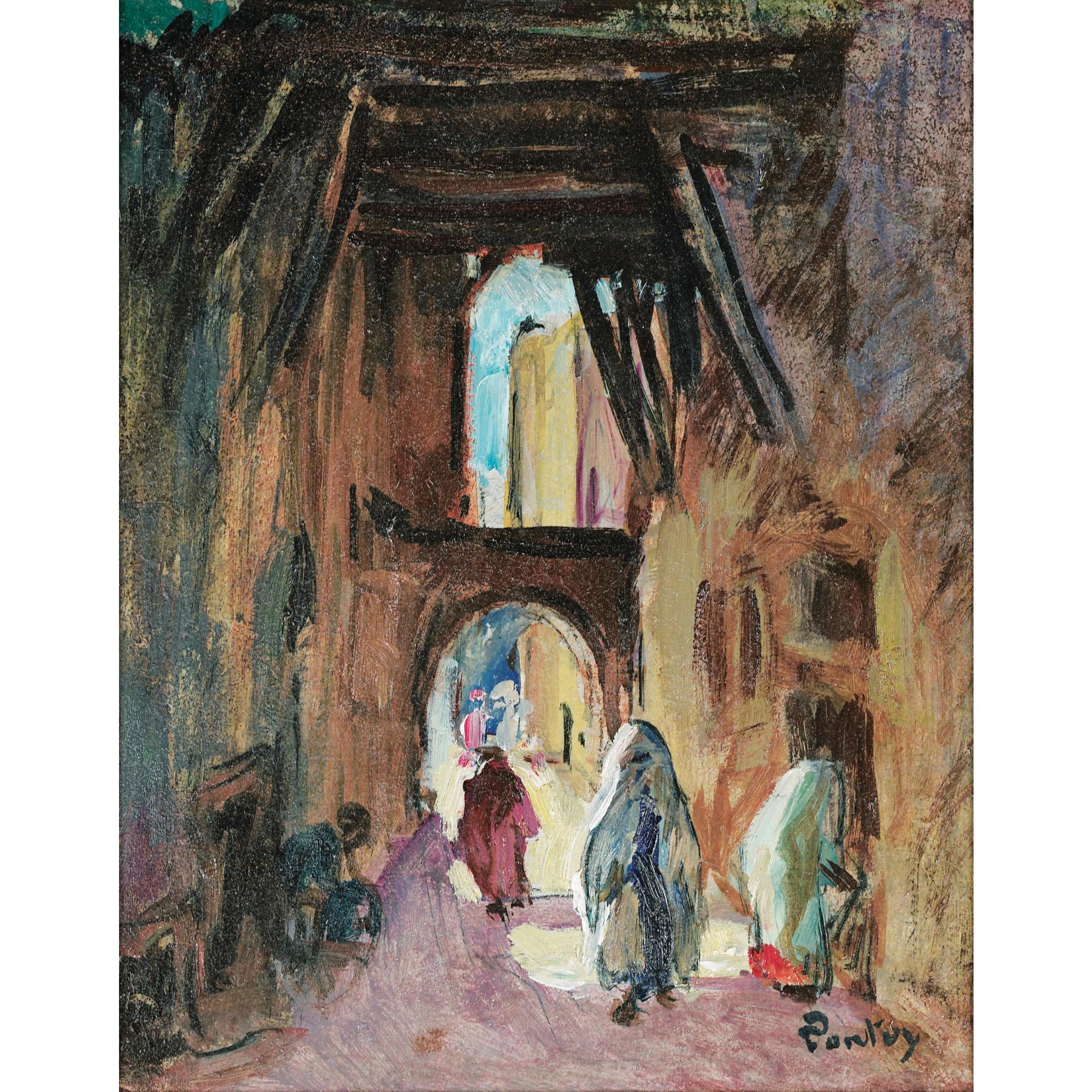 Ruelle Au Marochenry Jean Pontoy ; Street In Morocco ; Signed Lower Right ; Oil On Plywood ; by ...