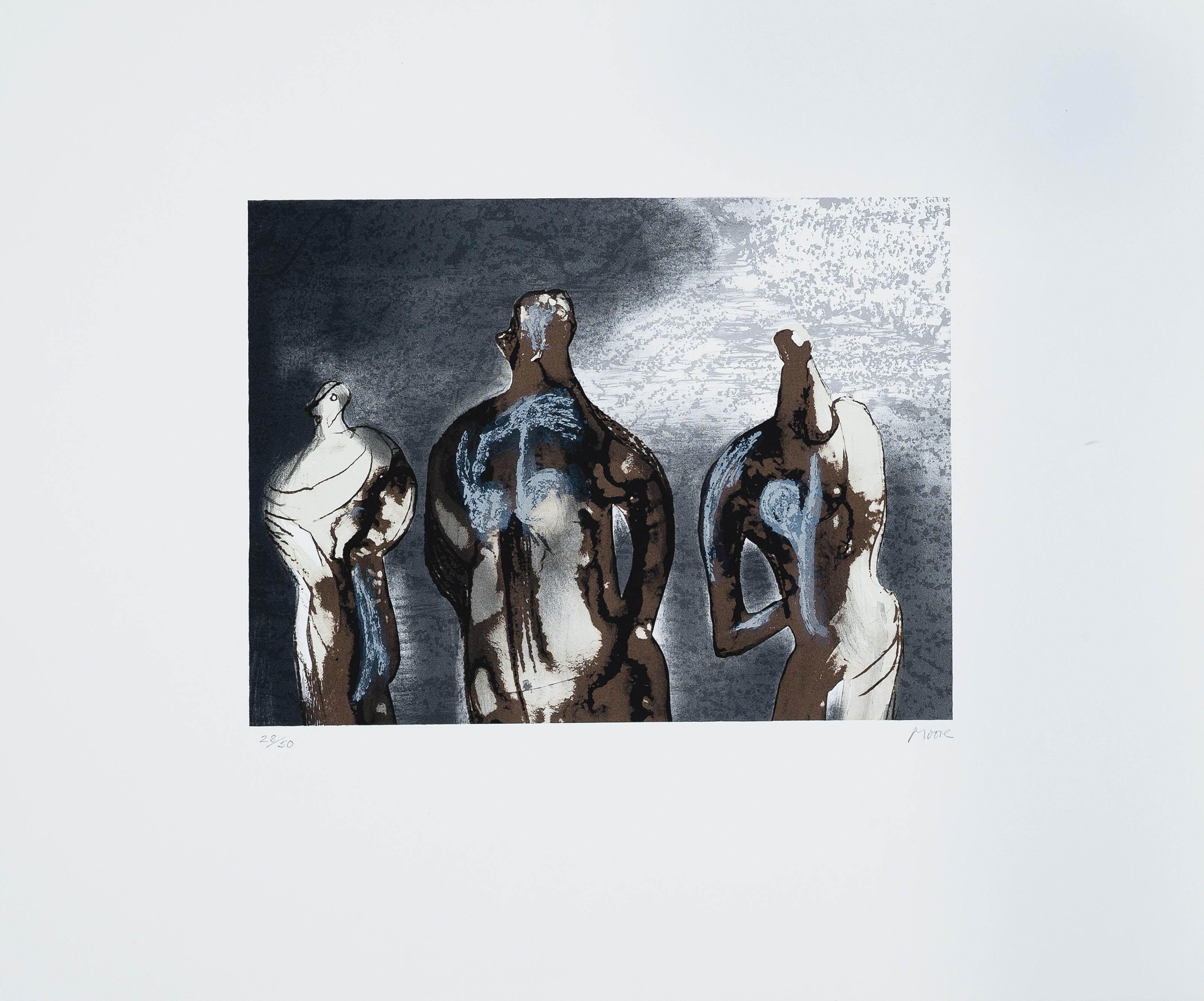 Figures with Sky Background II (C. 609) by Henry Moore | Art.Salon