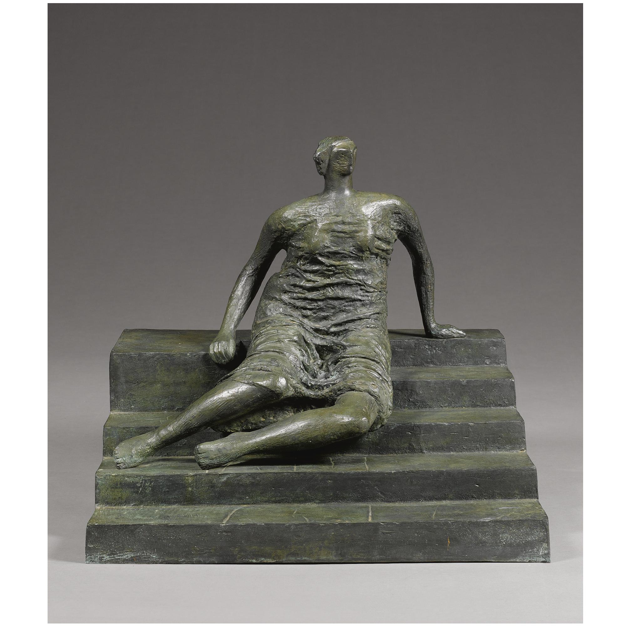 Working Model For Draped Seated Woman: Figure On Steps by Henry Moore ...