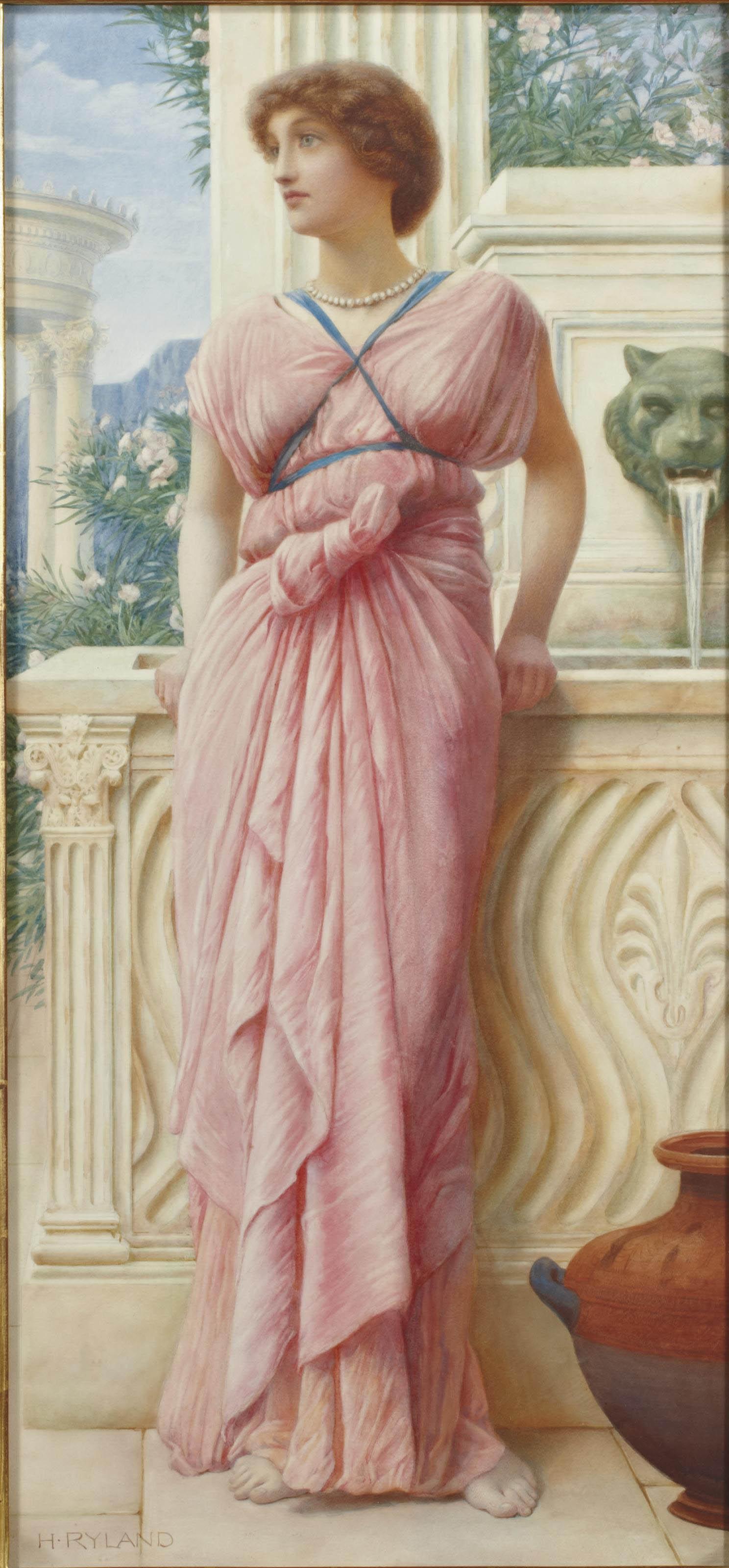Femme Draprée Devant Une Fontaine Antique by Henry Ryland | Art.Salon