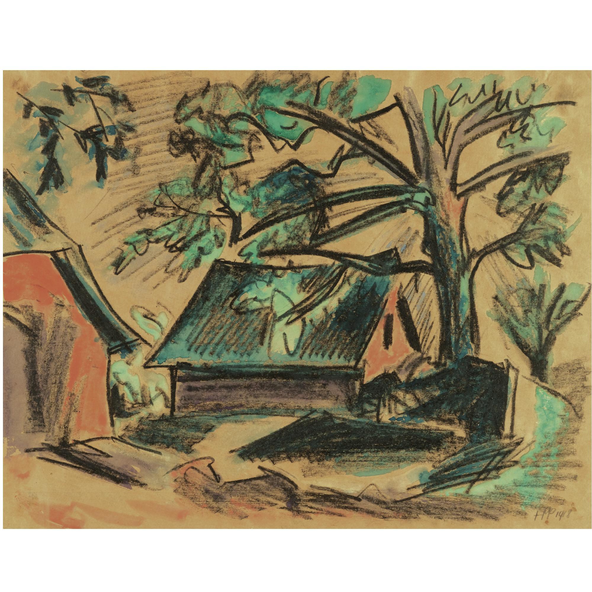 Landschaft Mit Häusern (Landscape With Houses) by Hermann Max Pechstein ...