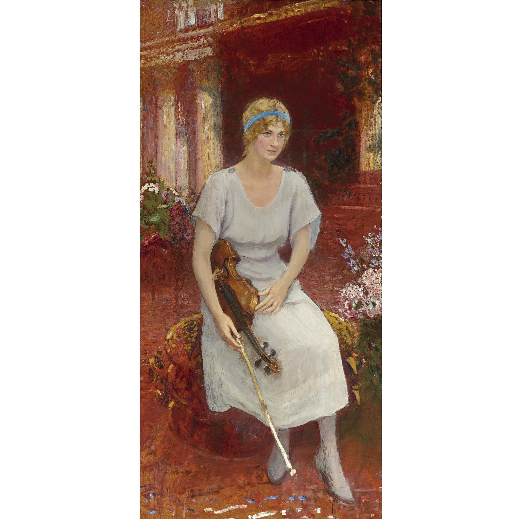 Russian Portrait Of The Violinist Cecile Hansen, Circa 1922 by Ilya ...