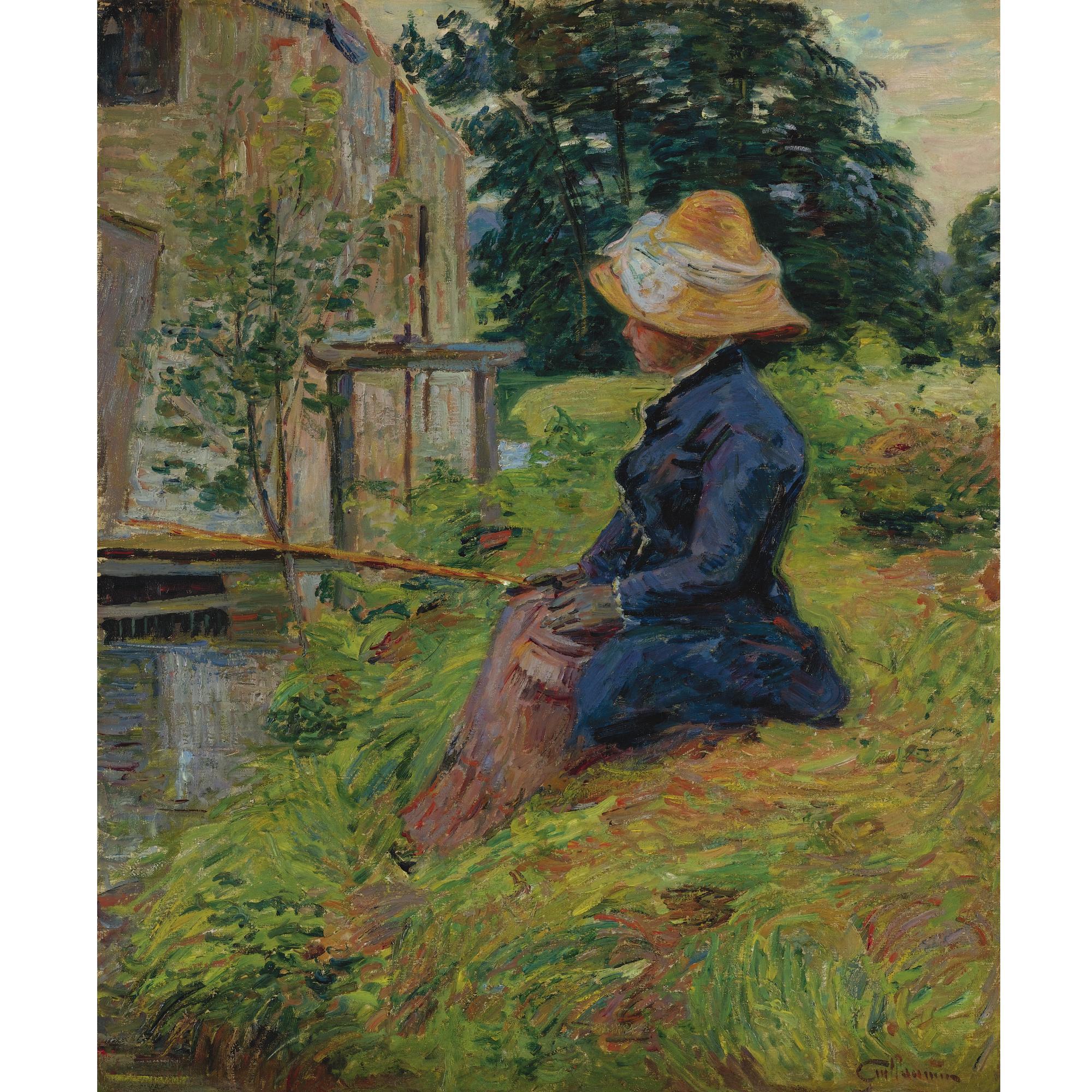 Madame Guillaumin À La Pêche by Jean-Baptiste-Armand Guillaumin | Art.Salon