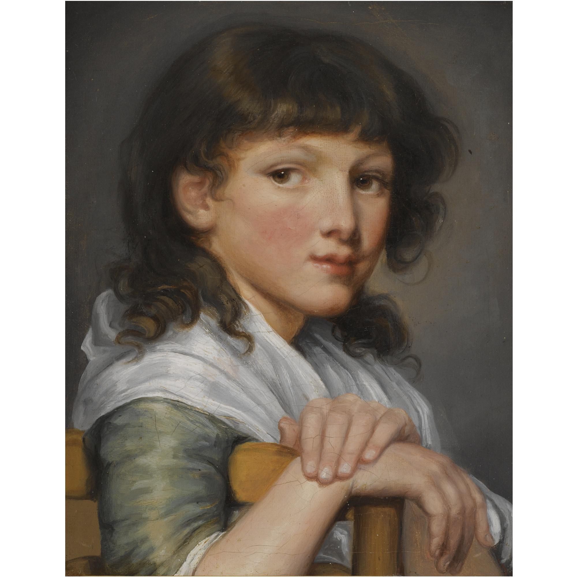Portrait Of A Girl, Head And Shoulders by Jean-Baptiste Greuze | Art.Salon