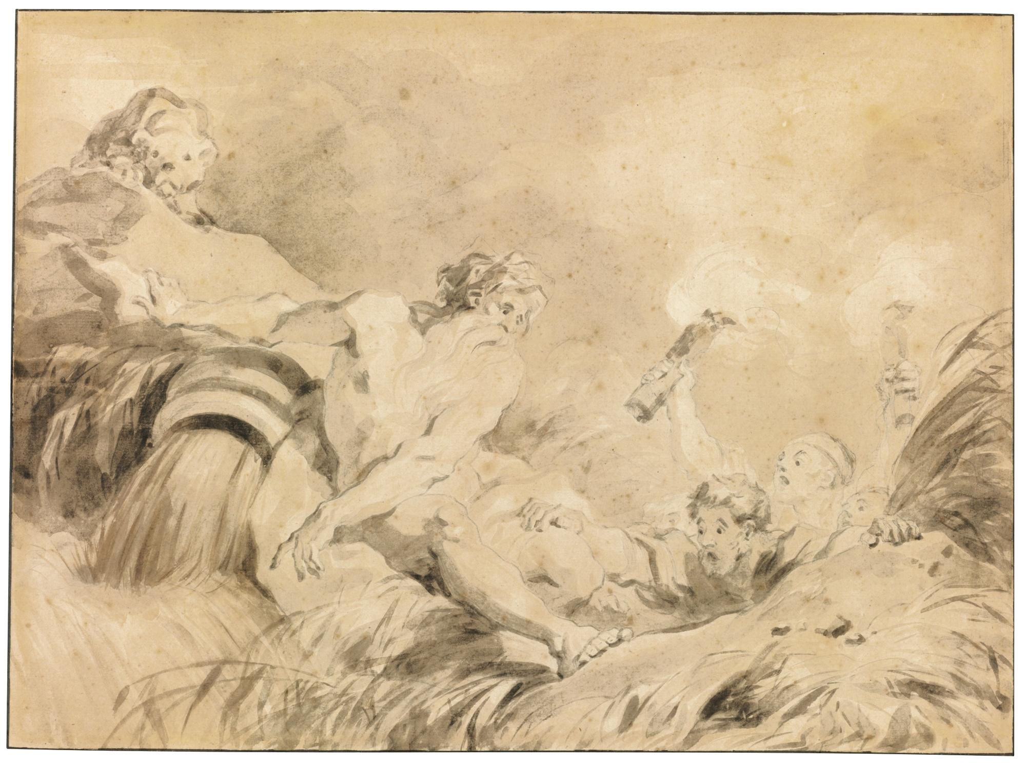 A River God Accosted By Men Carrying Torches by Jean-Honoré Fragonard ...