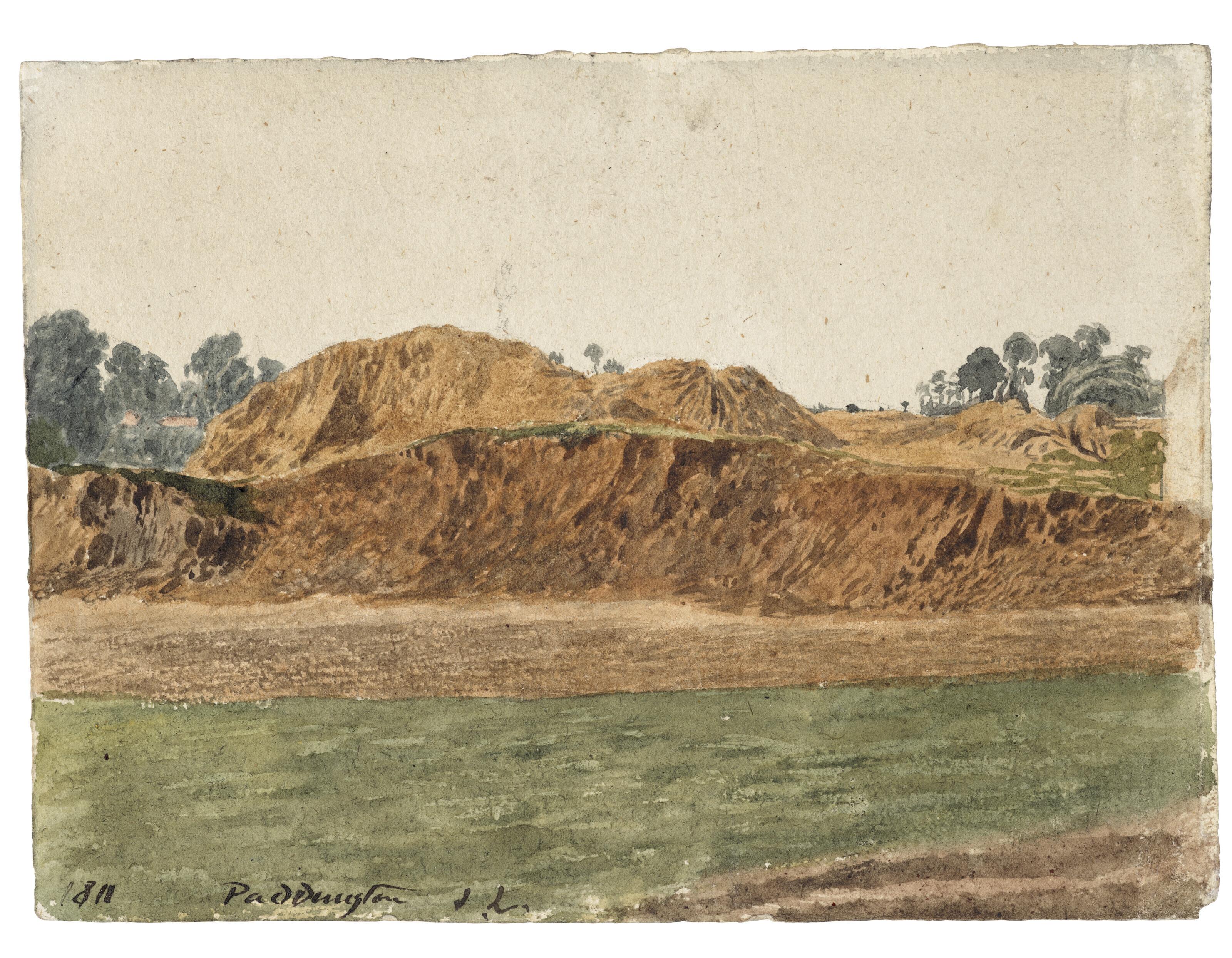 Kensington Gravel Pits (recto); Study of a cow lying down (verso) by ...