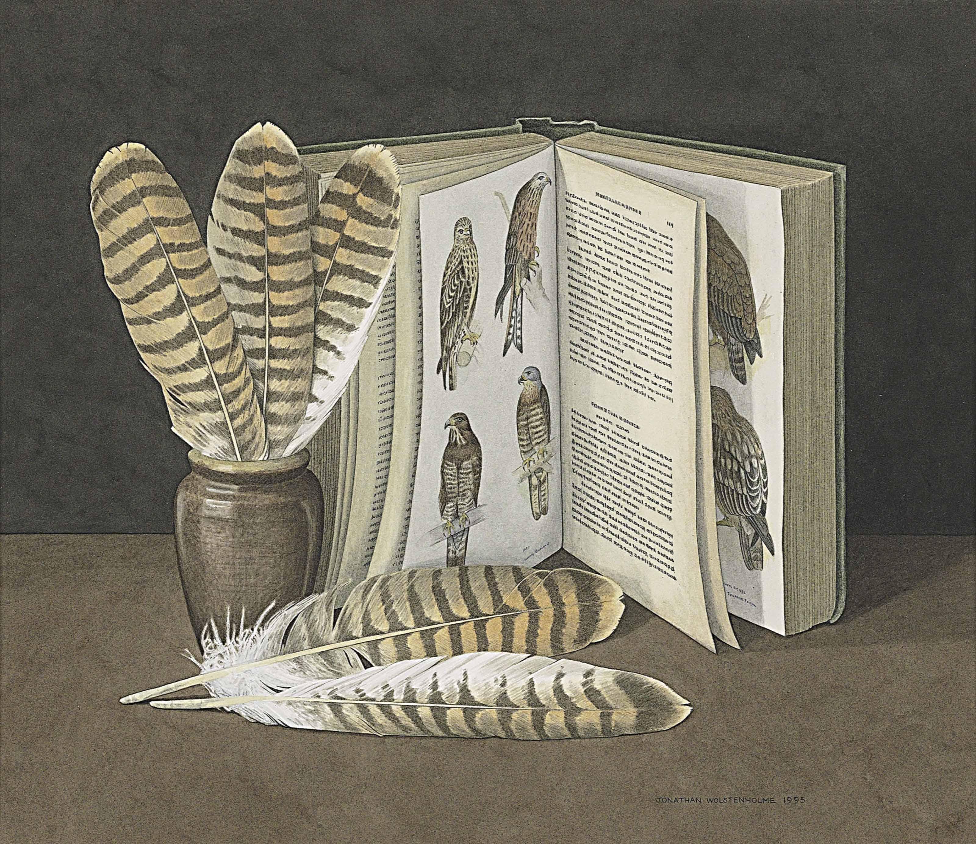 Still Life With An Open Book On Falconry And A Pot Of Quills by ...
