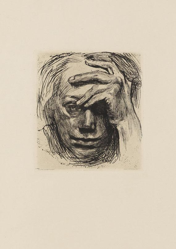 Selbstbildnis mit der Hand an der Stirn by Käthe Kollwitz | Art.Salon