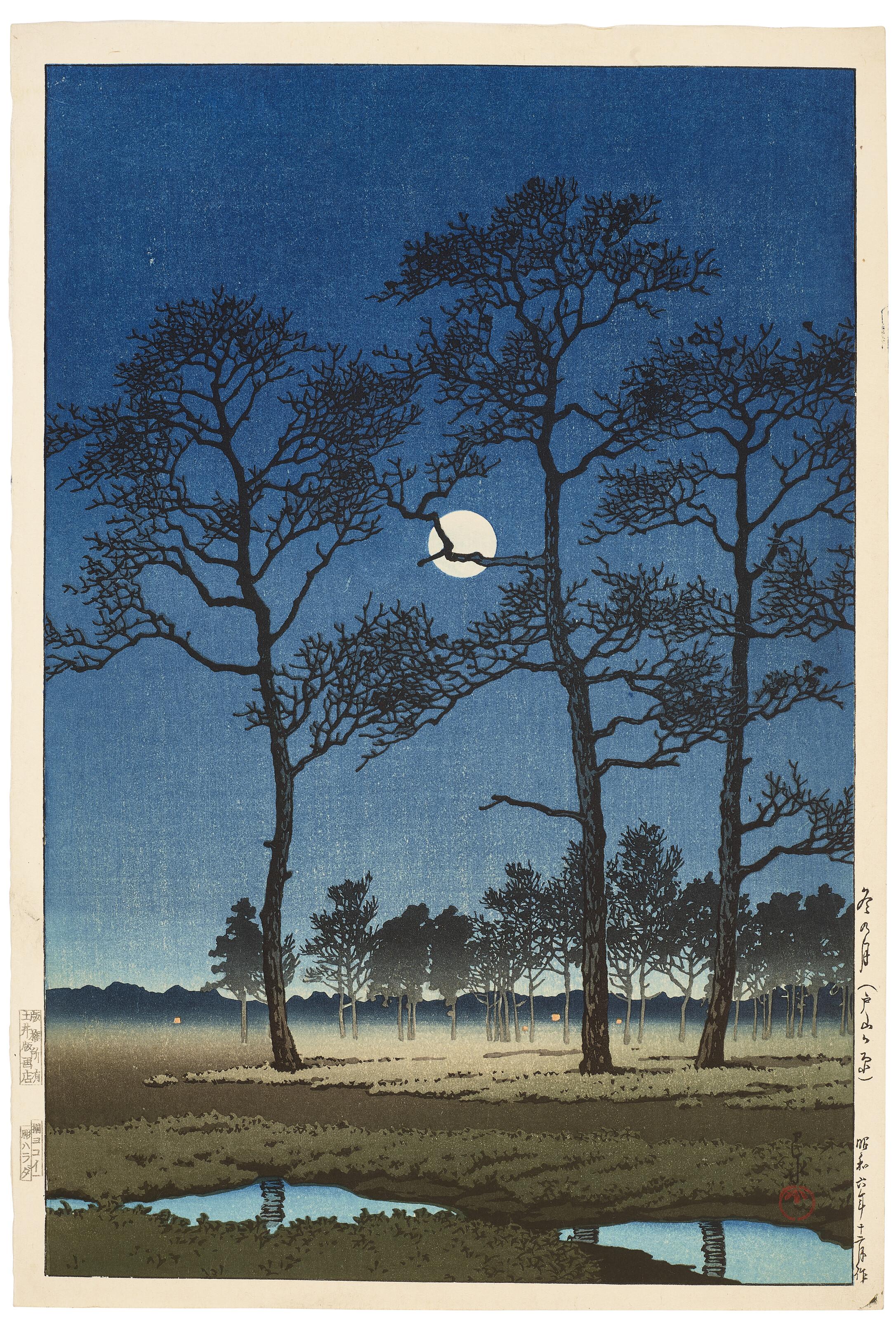 Fuyu no tsuki, Toyamagahara (Winter moon at Toyamagahara) by Kawase ...